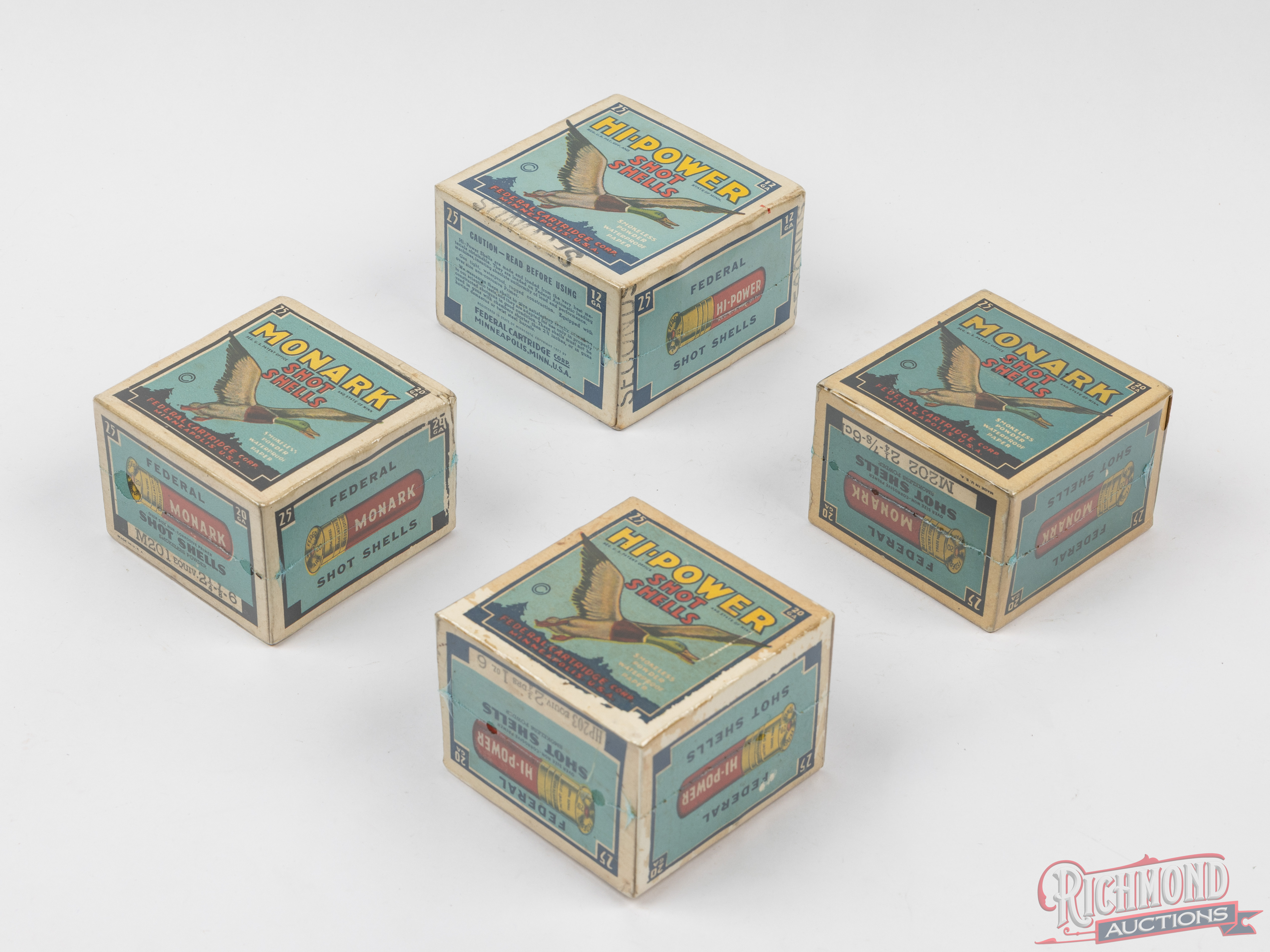 Four Collector Boxes Federal Hi-Power & Monark Mallard Duck Shotshells ...