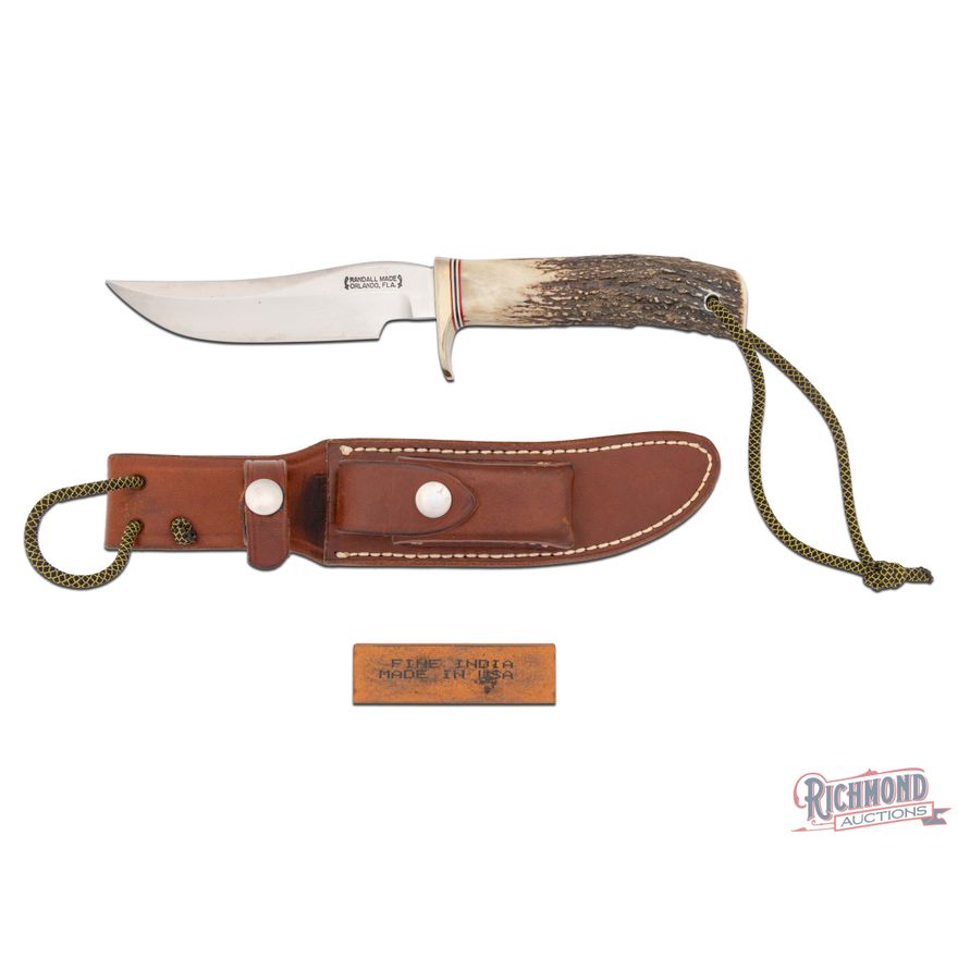Randall Made Model 7 Fisherman Hunter Fixed Blade Knife w/ Stag Handle ...