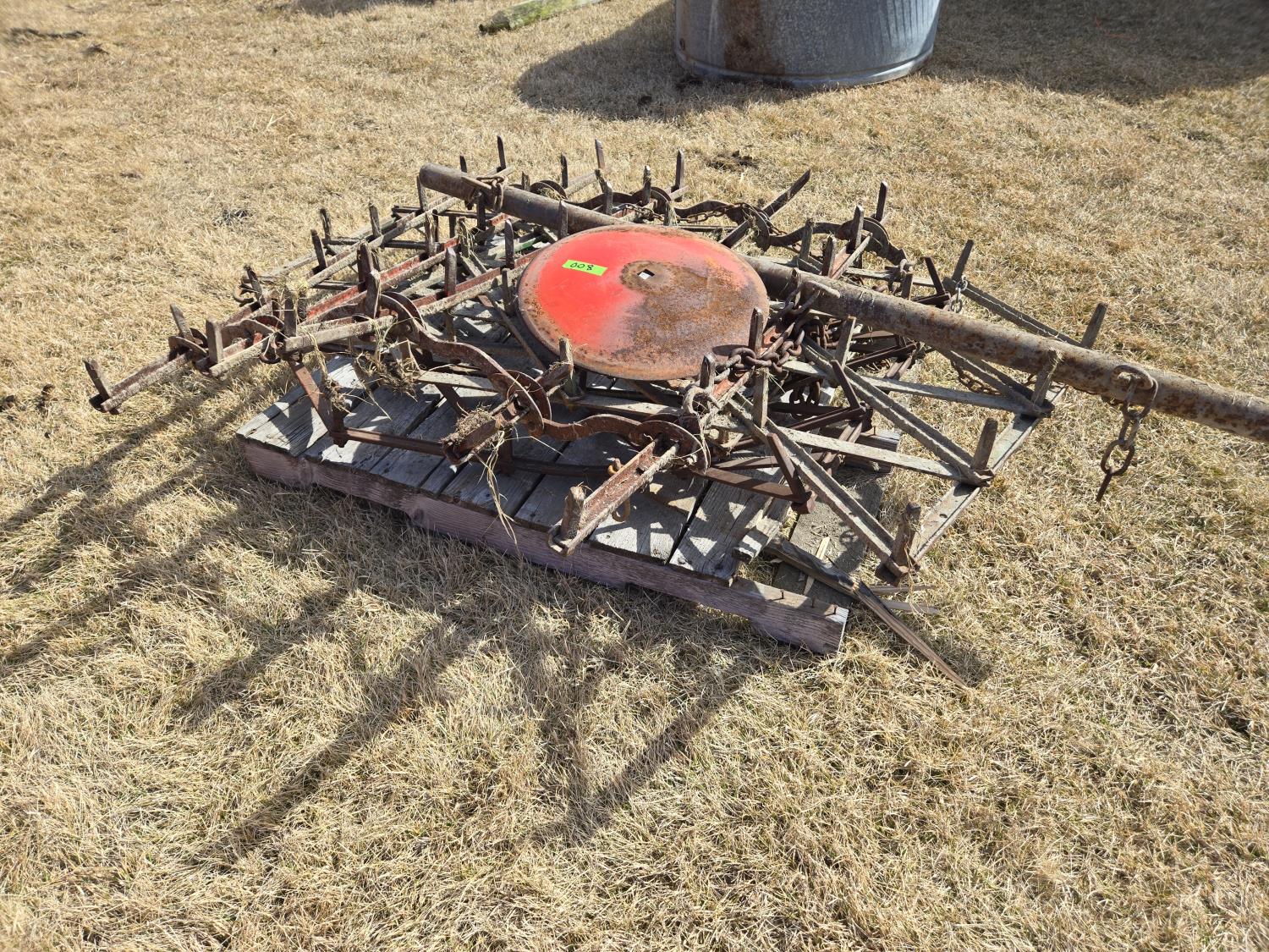(1) 5 Ft Flexible Harrow, (2) 3 Ft Diamond Harrows with Draw Bar ...