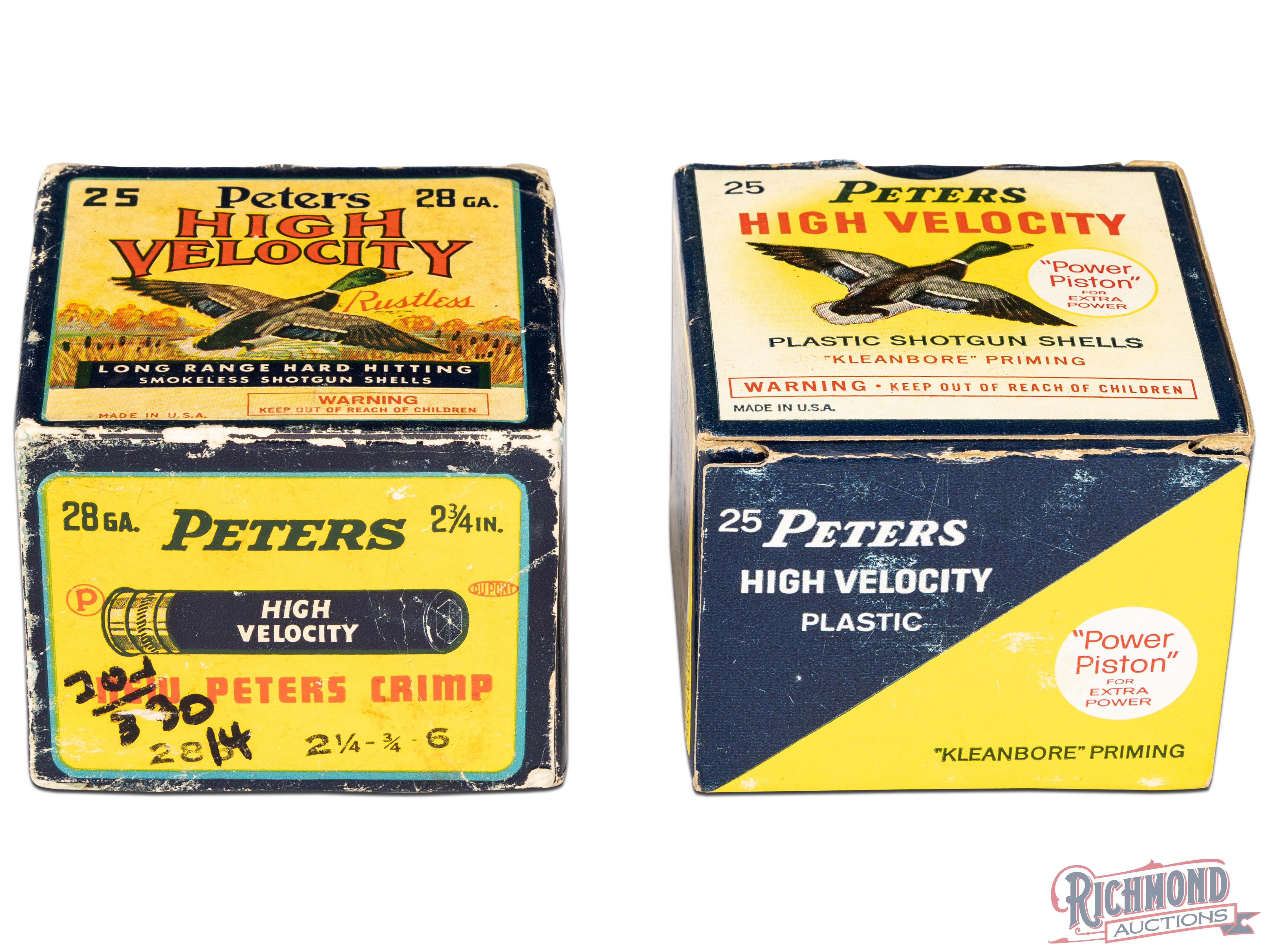Two Full 25 Round Remington Peters 28 Gauge One Piece High Velocity ...