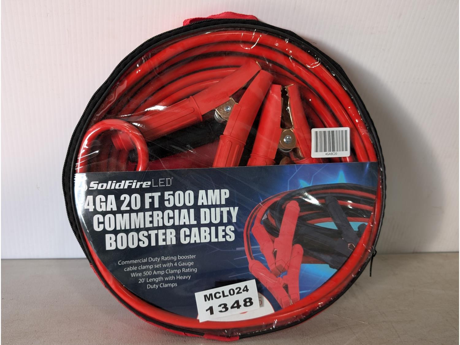 20 Ft 4 Ga 500 Amp Commercial Duty Booster Cables (Unused) [24IG05997 ...