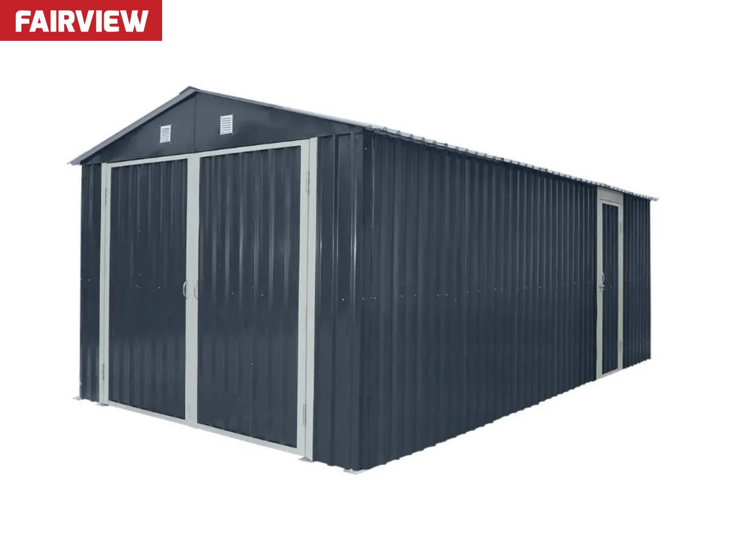 TMG Industrial MS1020B 10 Ft X 20 Ft Metal Garage Shed with Double ...