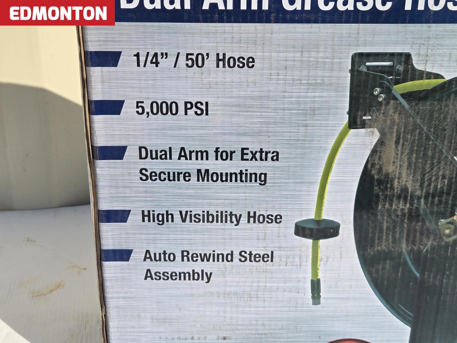 Dynaline Heavy Duty Dual Arm Auto Rewind Grease Reel with Hose (Unused ...