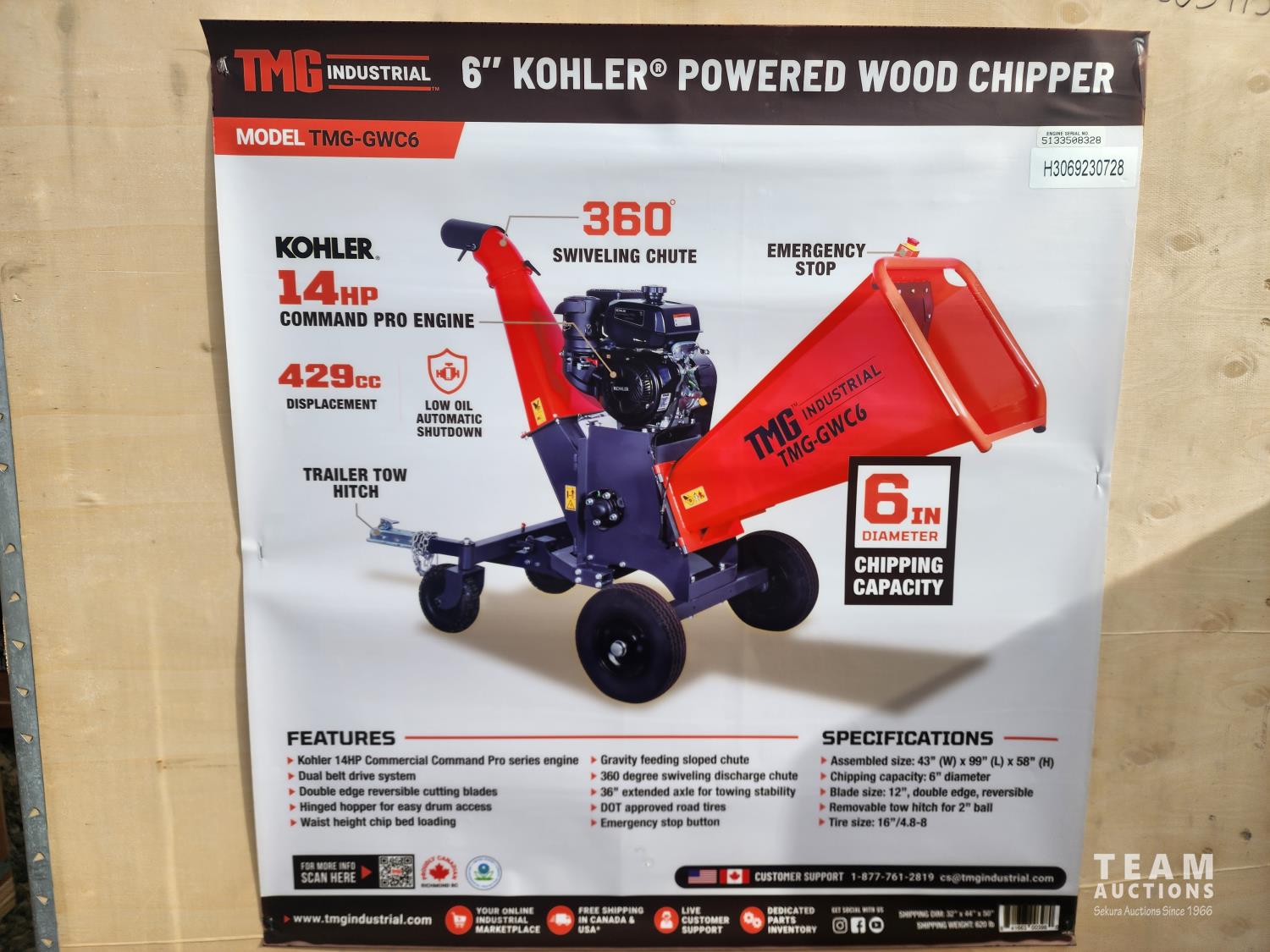 TMG Industrial GWC6 6 Inch Wood Chipper (Unused) [23JC03995-006] | Team ...