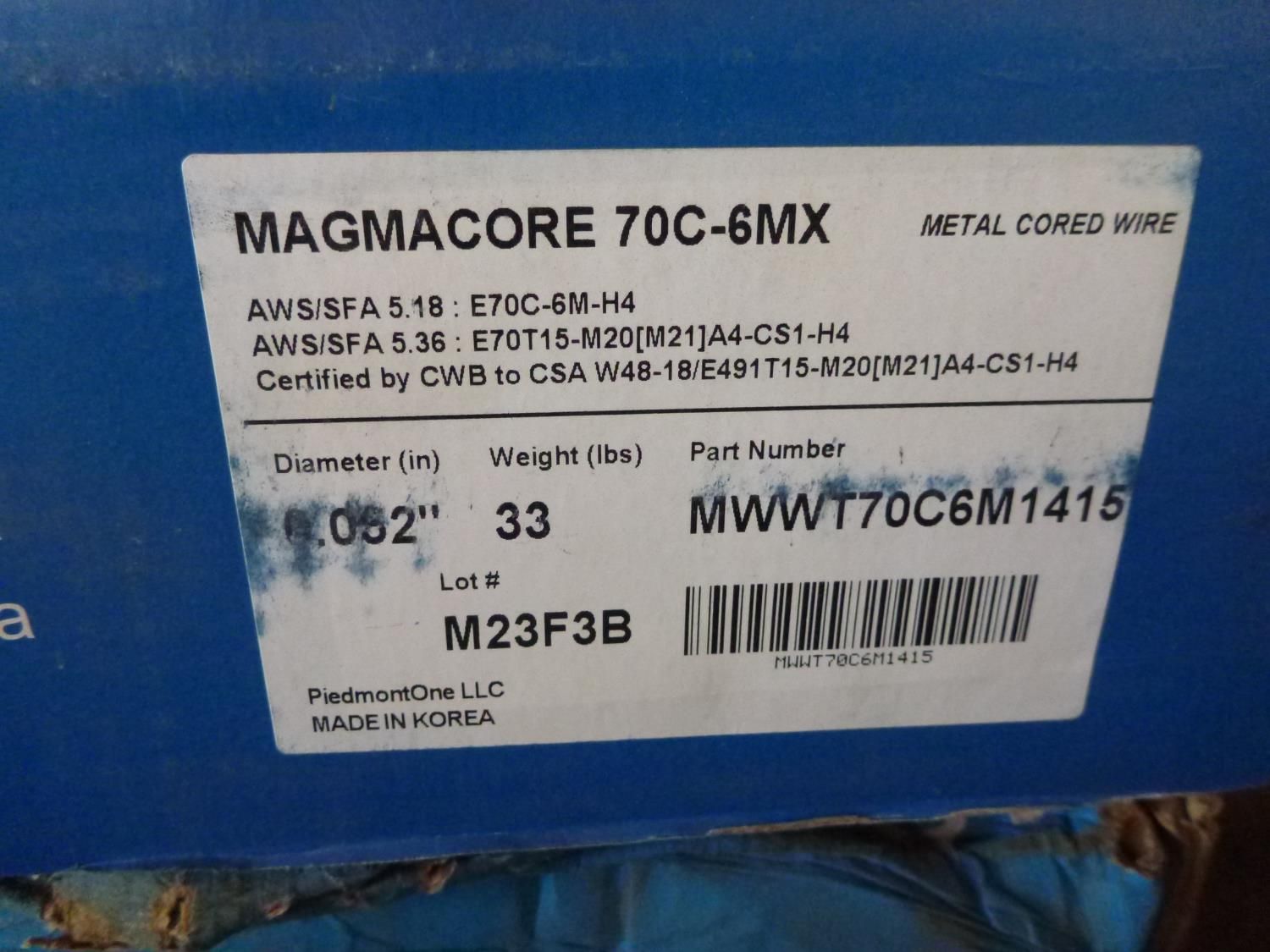 (3) Rolls of Magmacore 70C-6Mx 33 lb Metal Core Welding Wire (Unused) [25GG44001-066] | Team ...