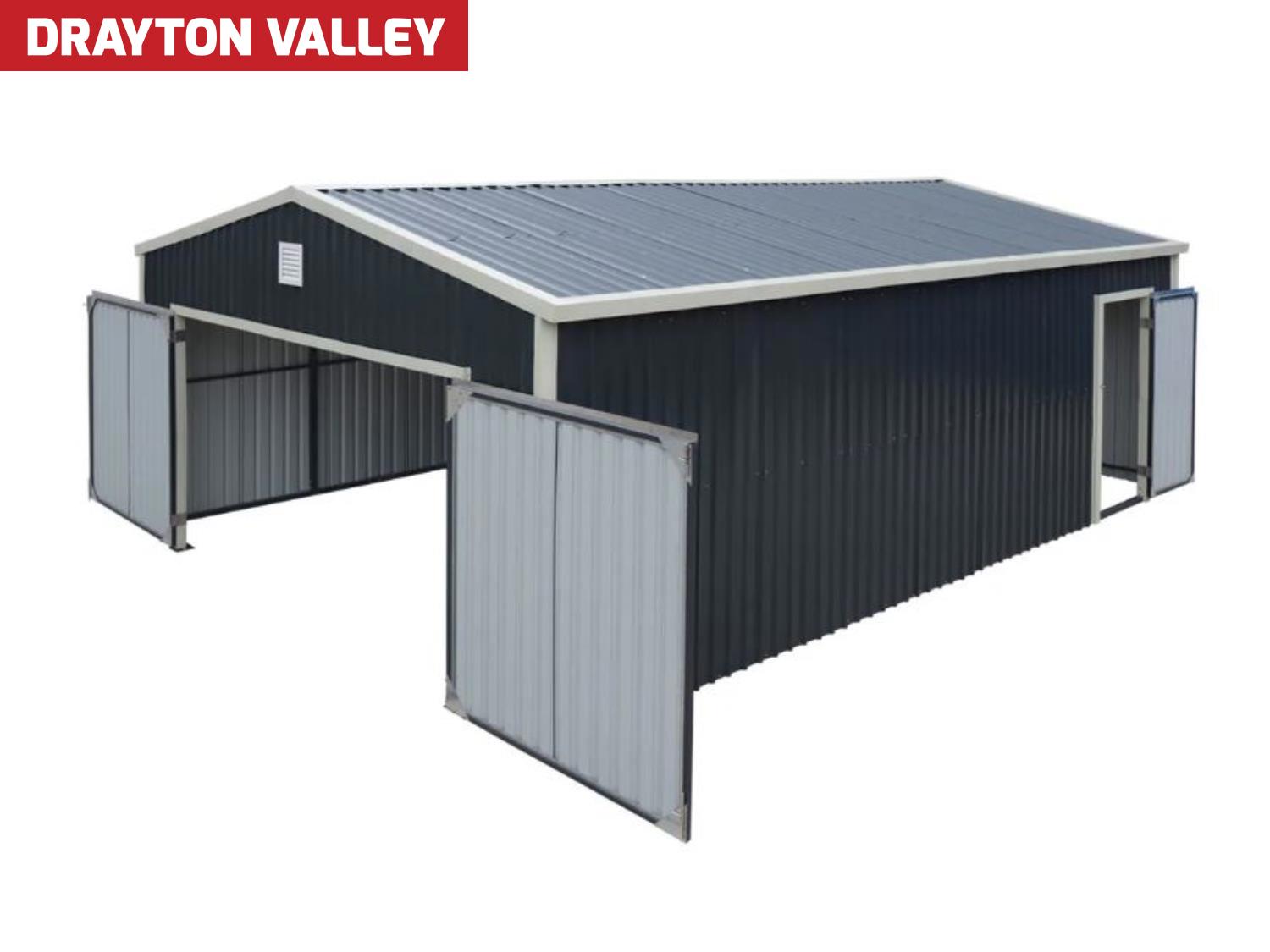 StanForge MS1624 16 Ft X 24 Ft Metal Garage Shed with Double Front ...