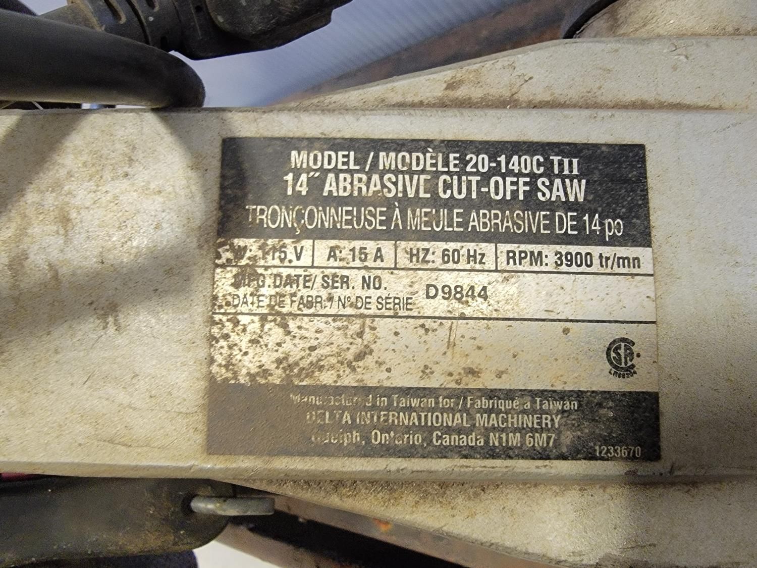 Delta 14 Inch Abrasive Cut-Off Saw [24KE37006-003] | Team Auctions