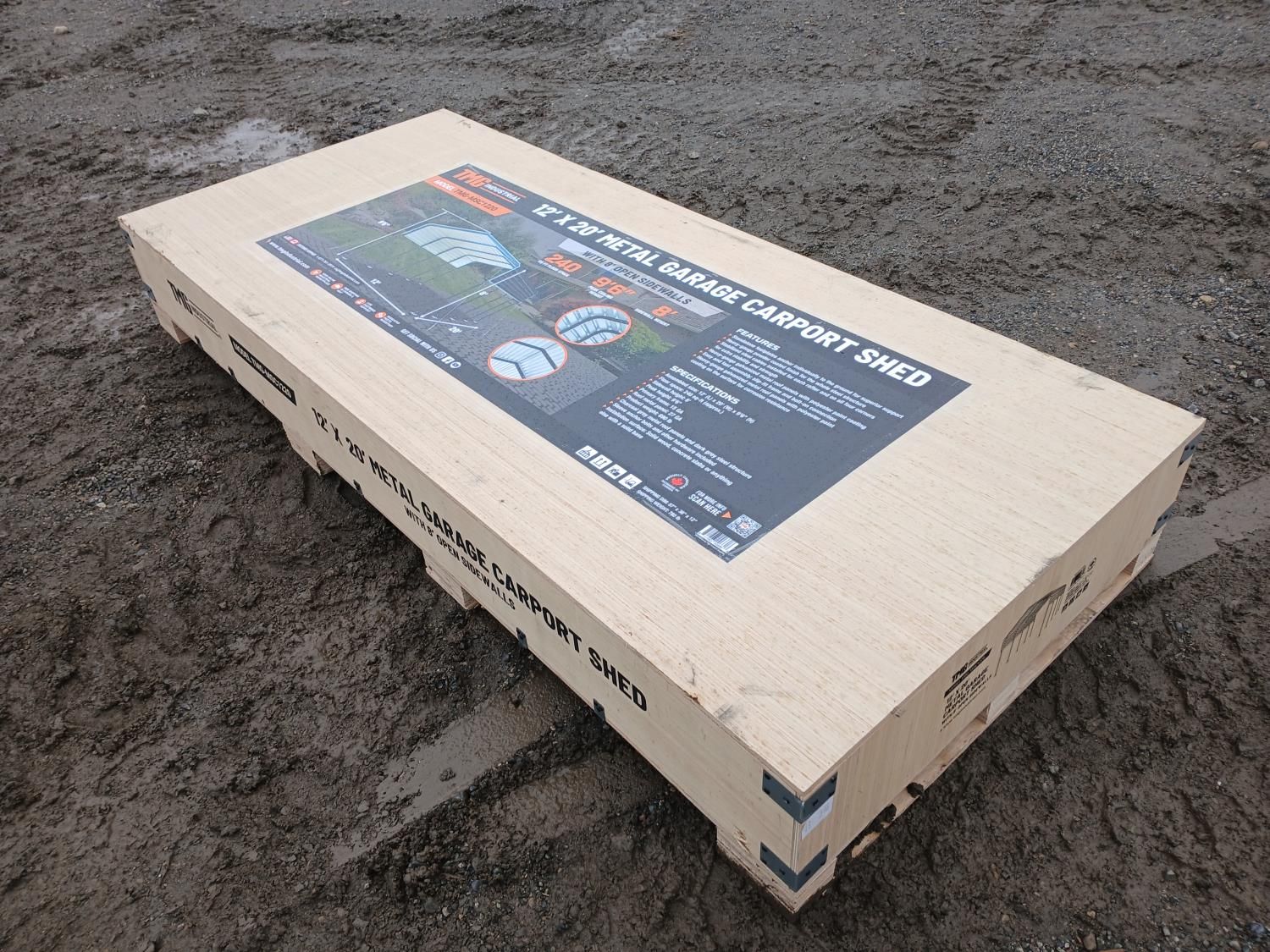 TMG Industrial TMG-MSC1220 12 Ft X 20 Ft Metal Garage Carport Shed (Unused) [25AA03995-009 ...