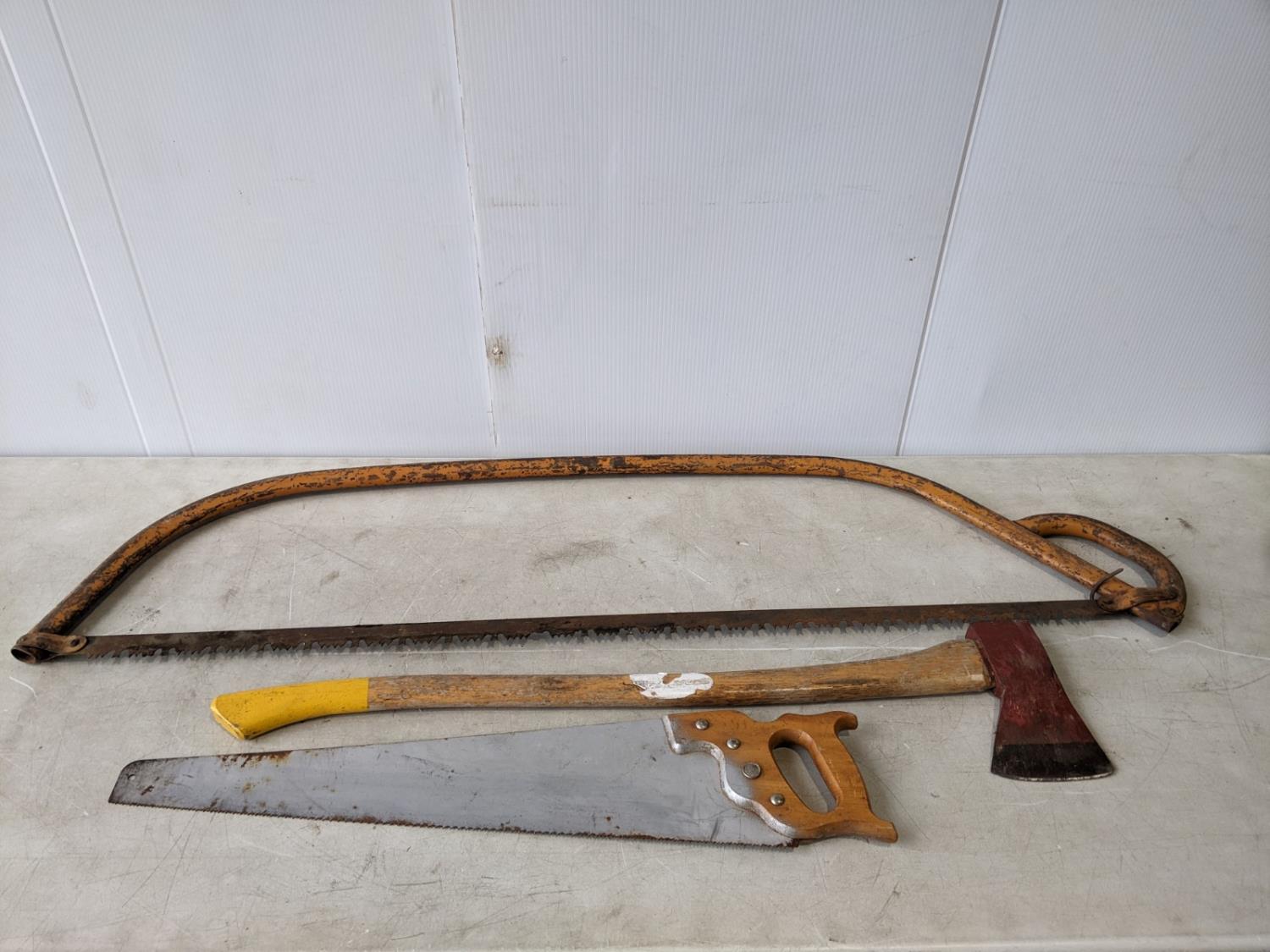 4 Ft Antique Bow Saw, 22 Inch Fine Tooth Hand Saw and Axe [24EH37006 ...