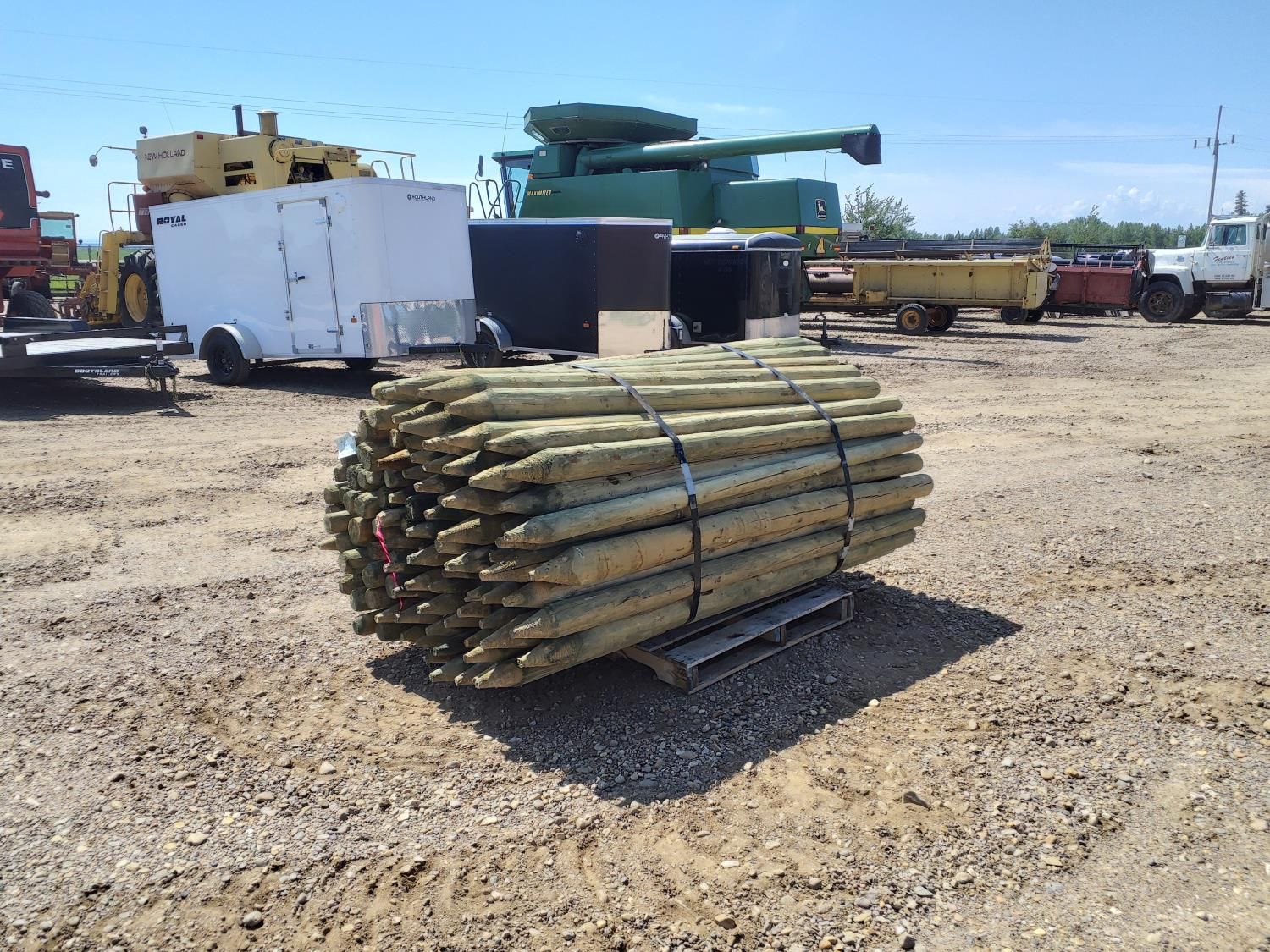 (115) 3-4 Inch X 7 Ft Treated Pointed Post (Unused) [24HE03993-019 ...