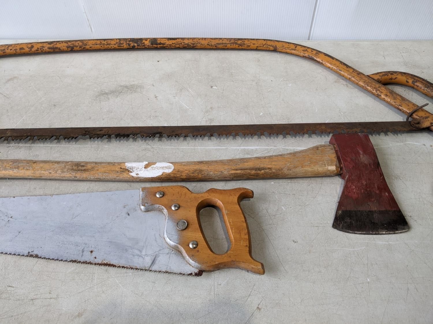 4 Ft Antique Bow Saw, 22 Inch Fine Tooth Hand Saw and Axe [24EH37006 ...