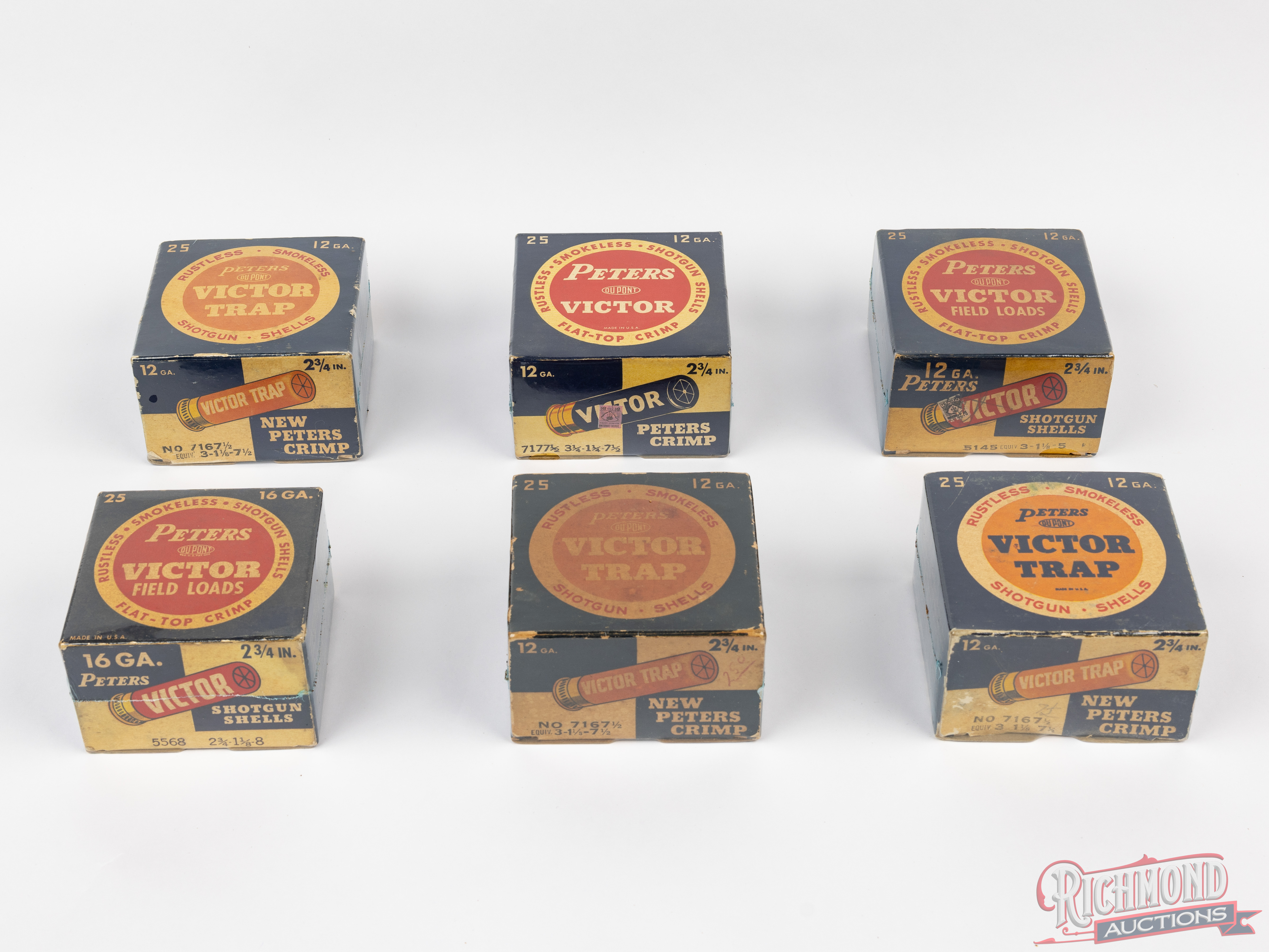 Six Collector Peters Victor Shot Shell Boxes 12 & 16 Gauge Field & Trap ...
