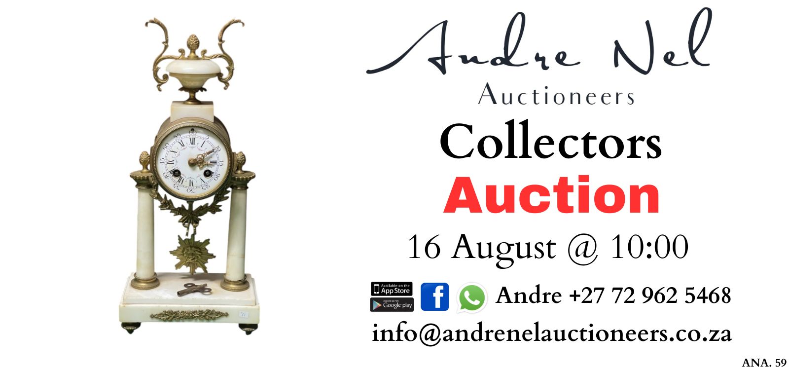 Collectors Auction 16 August @ 10:00 | André Nel Auctioneers
