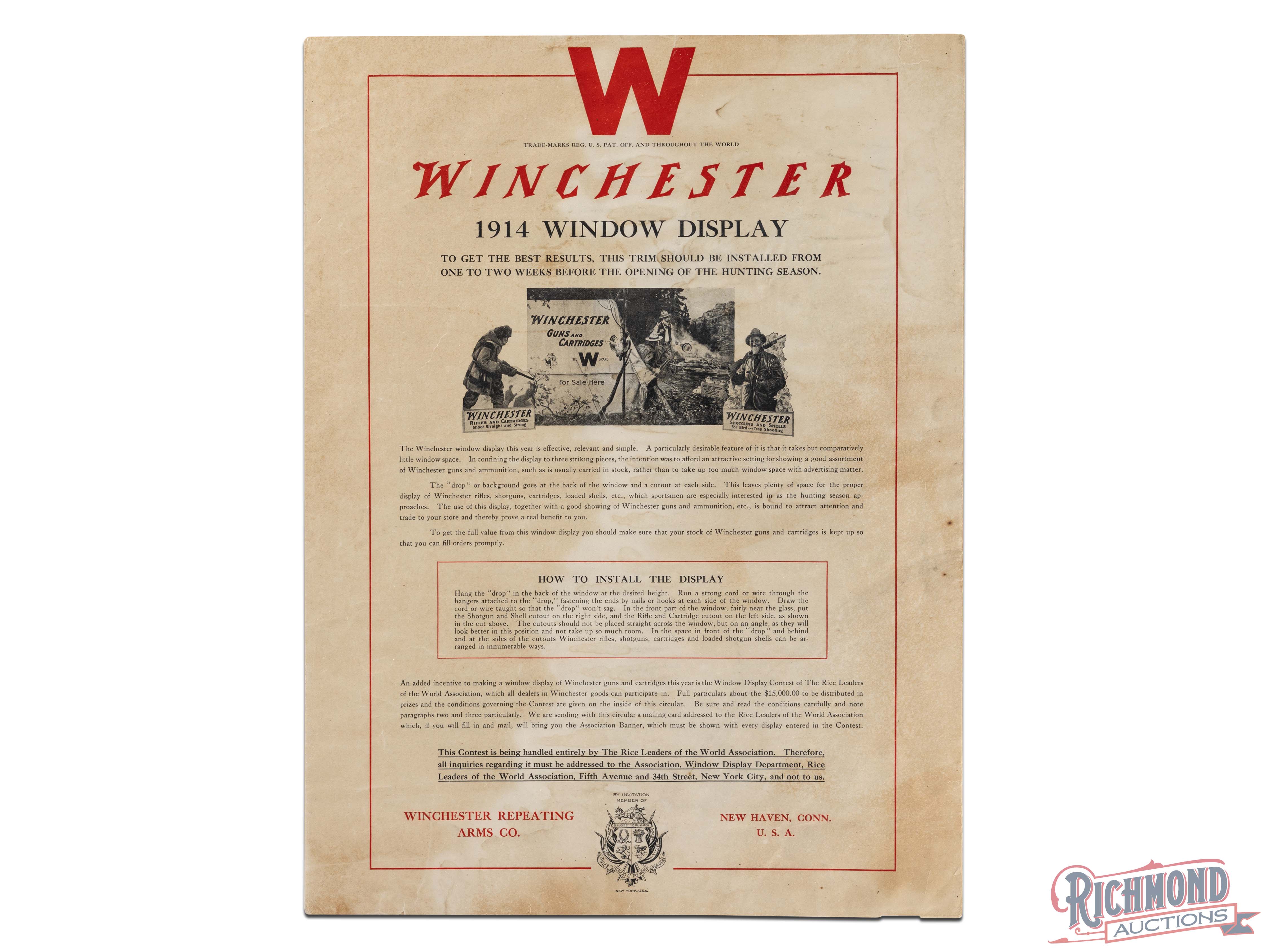 Rare 1914 Winchester Window Display Instructions | Richmond Auctions