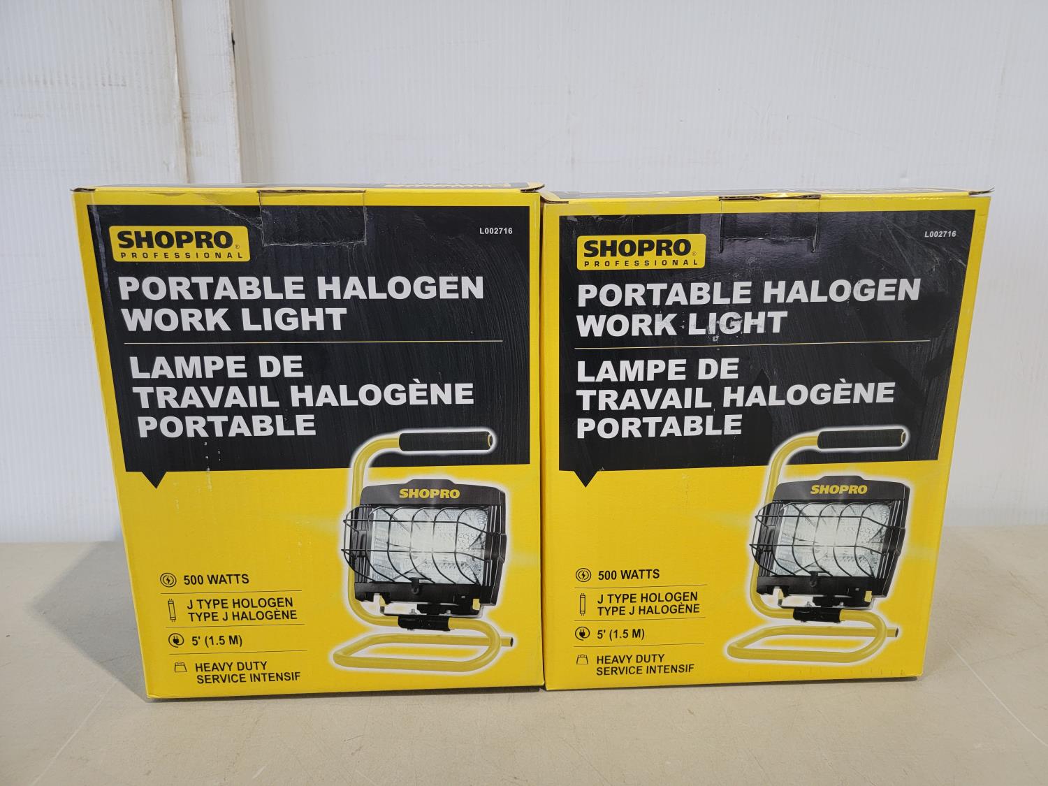 (2) Shopro 500W Portable Halogen Work Lights [25AC37990-046] | Team ...