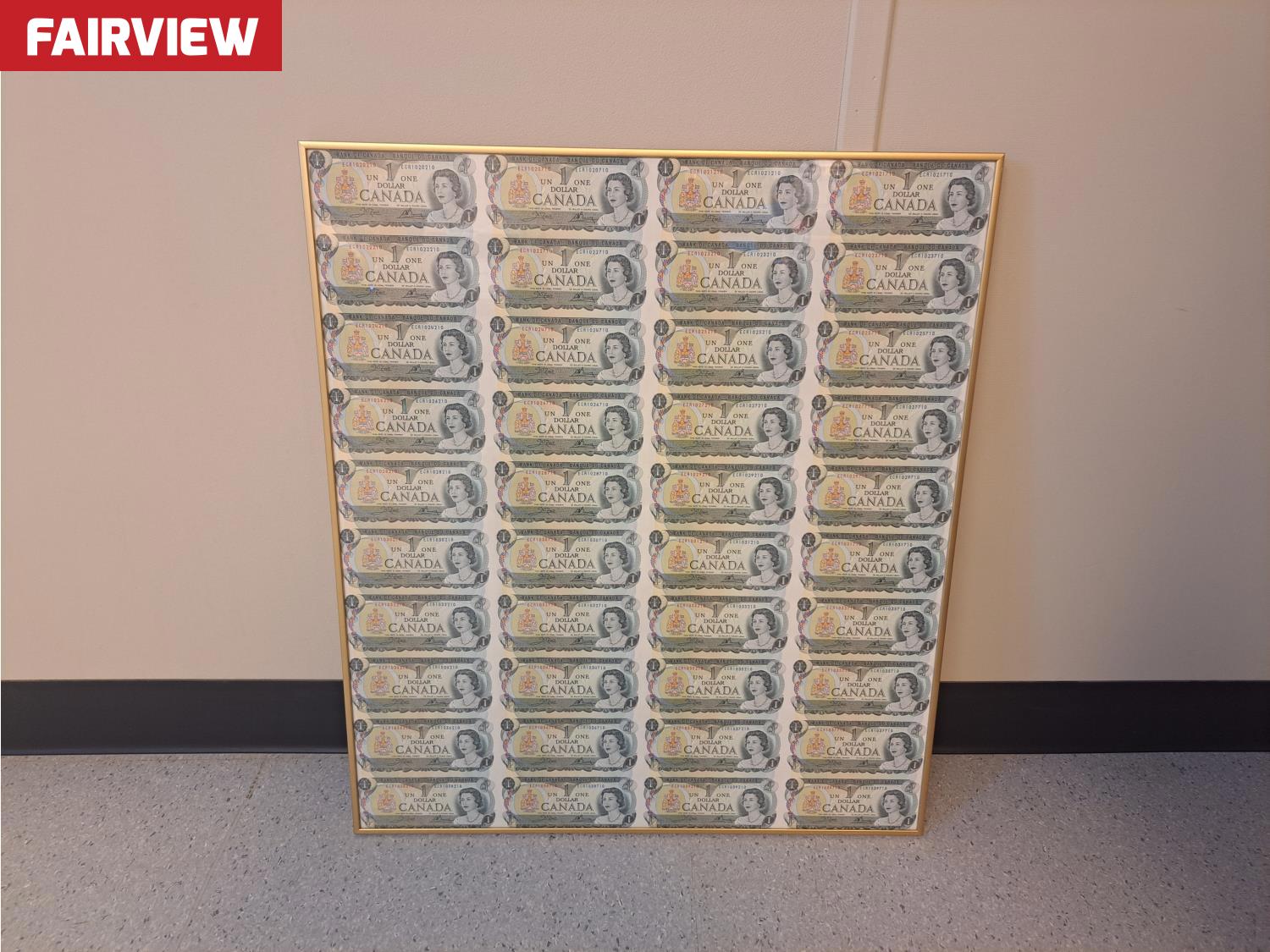(40) Uncut Canadian 1 Dollar Bills with Frame [26BD06002-004] | Team ...