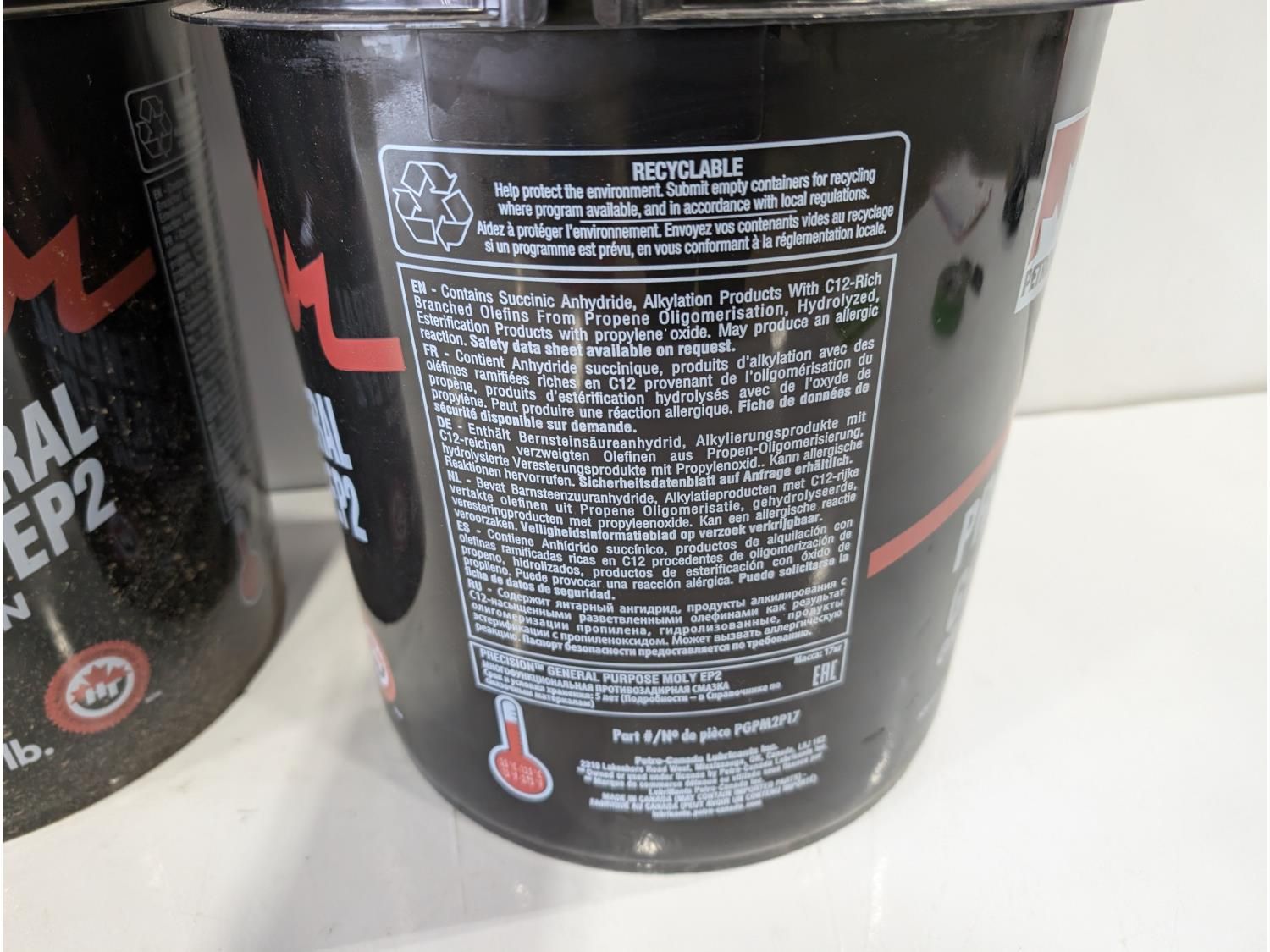 (2) 17 kg Pails of Petro-Can Precision General Purpose Moly EP2 Grease ...