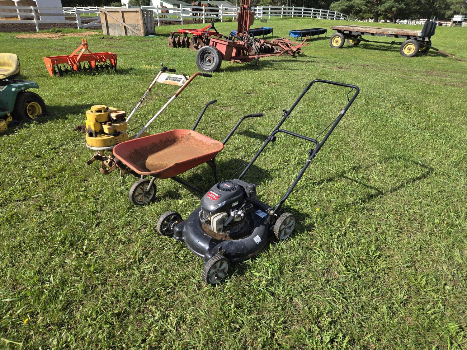 Hahn Eclipse Roto Tiller, 21 Inch Lawnmower & Wheel Barrow (Inoperable ...