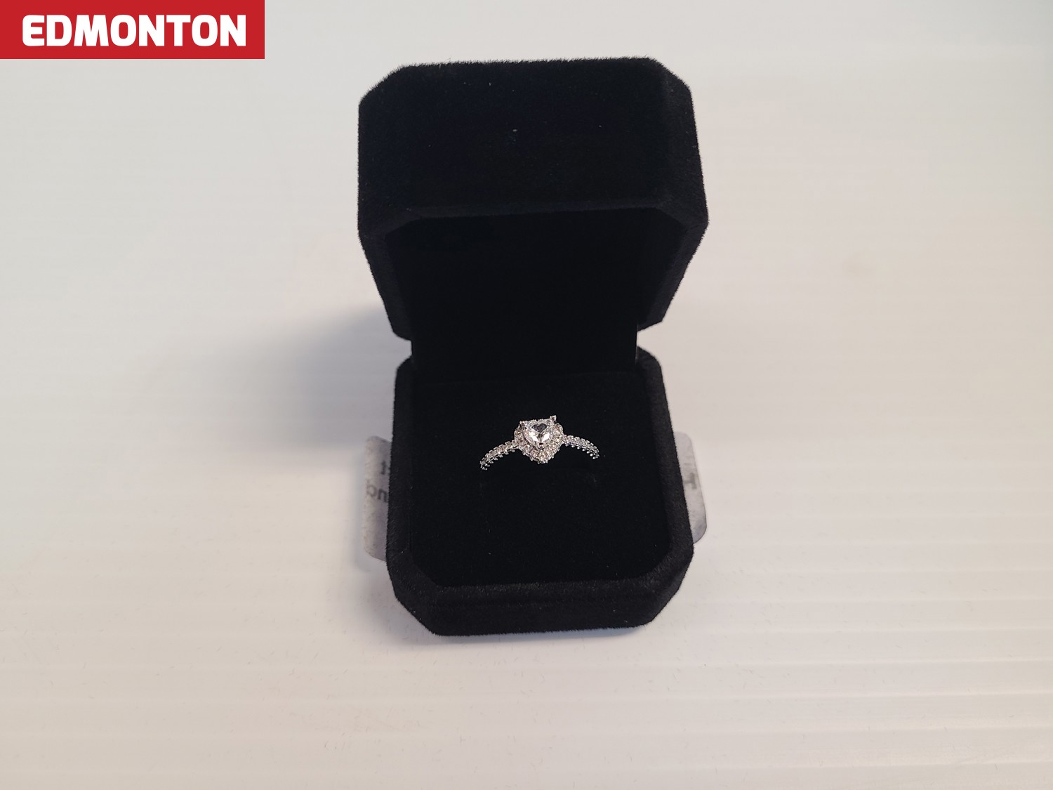 Platinum Plated 0.5Ct Heart Cut Simulated Diamond Halo Ring - Size 7 ...