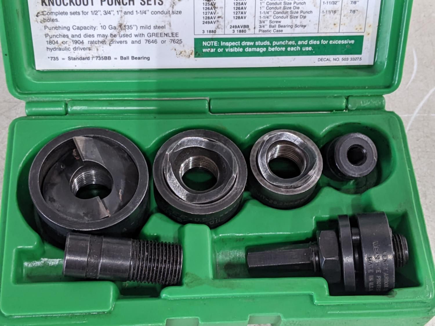 Greenlee Ball Bearing Knockout Punch Set [24FE10007-005] | Team Auctions