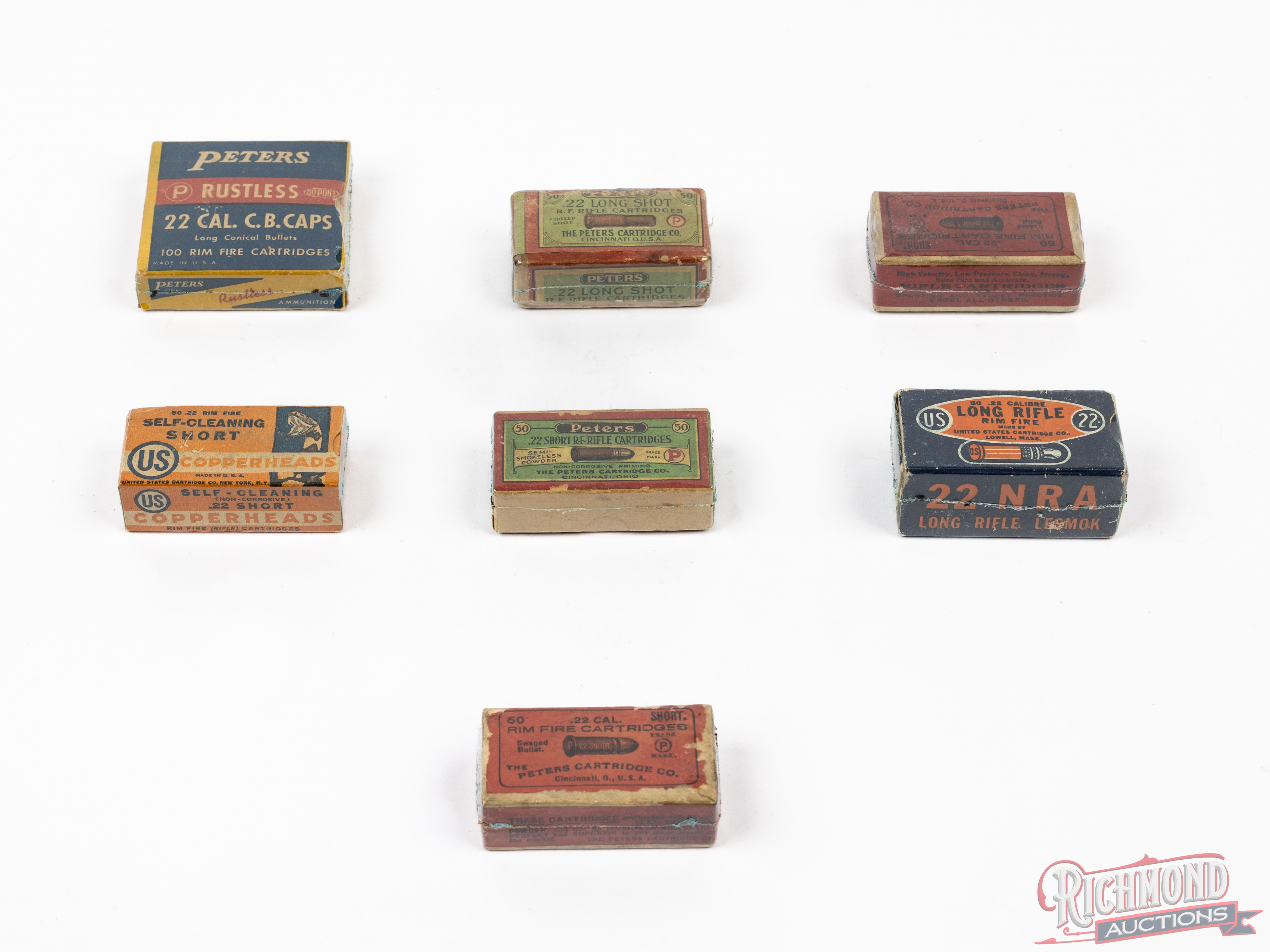 7 Collector Boxes of Peters & US Cartridge Co Assorted .22 Rimfire ...