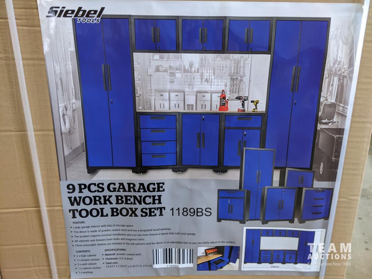 9 Piece Garage Work Bench Tool Box Set (Unused) [23DE05001-444] | Team ...