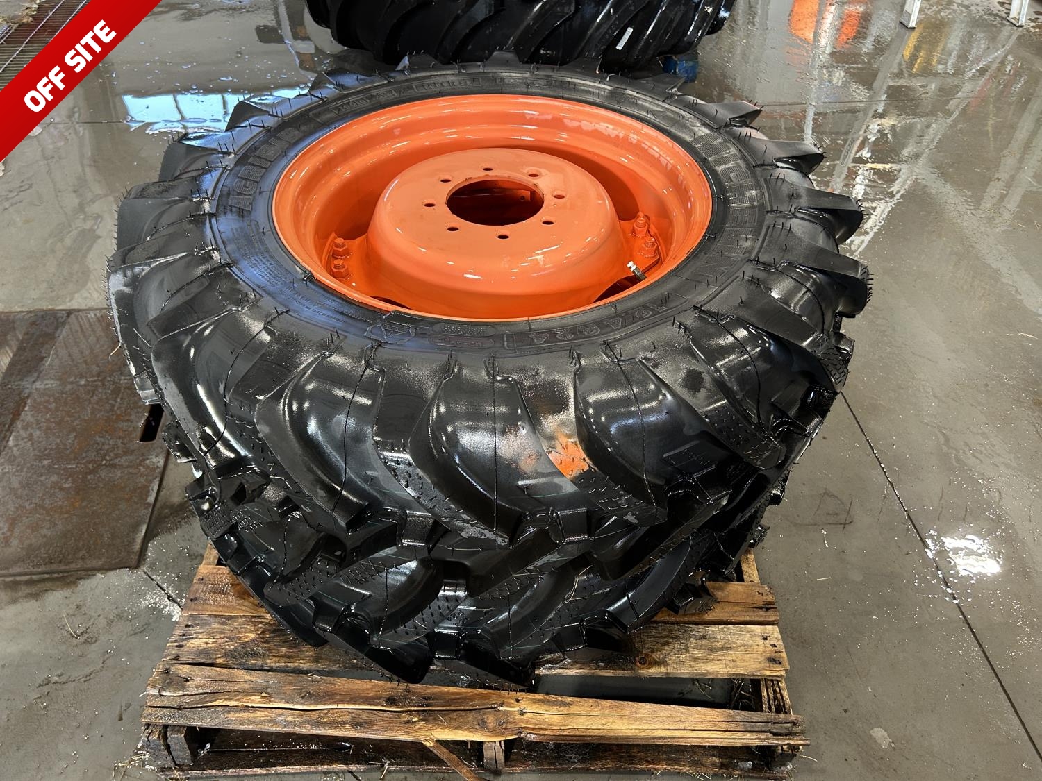 (2) Michelin 12.4R24 Front Tractor Tires with 8 Bolt Rims (Unused ...