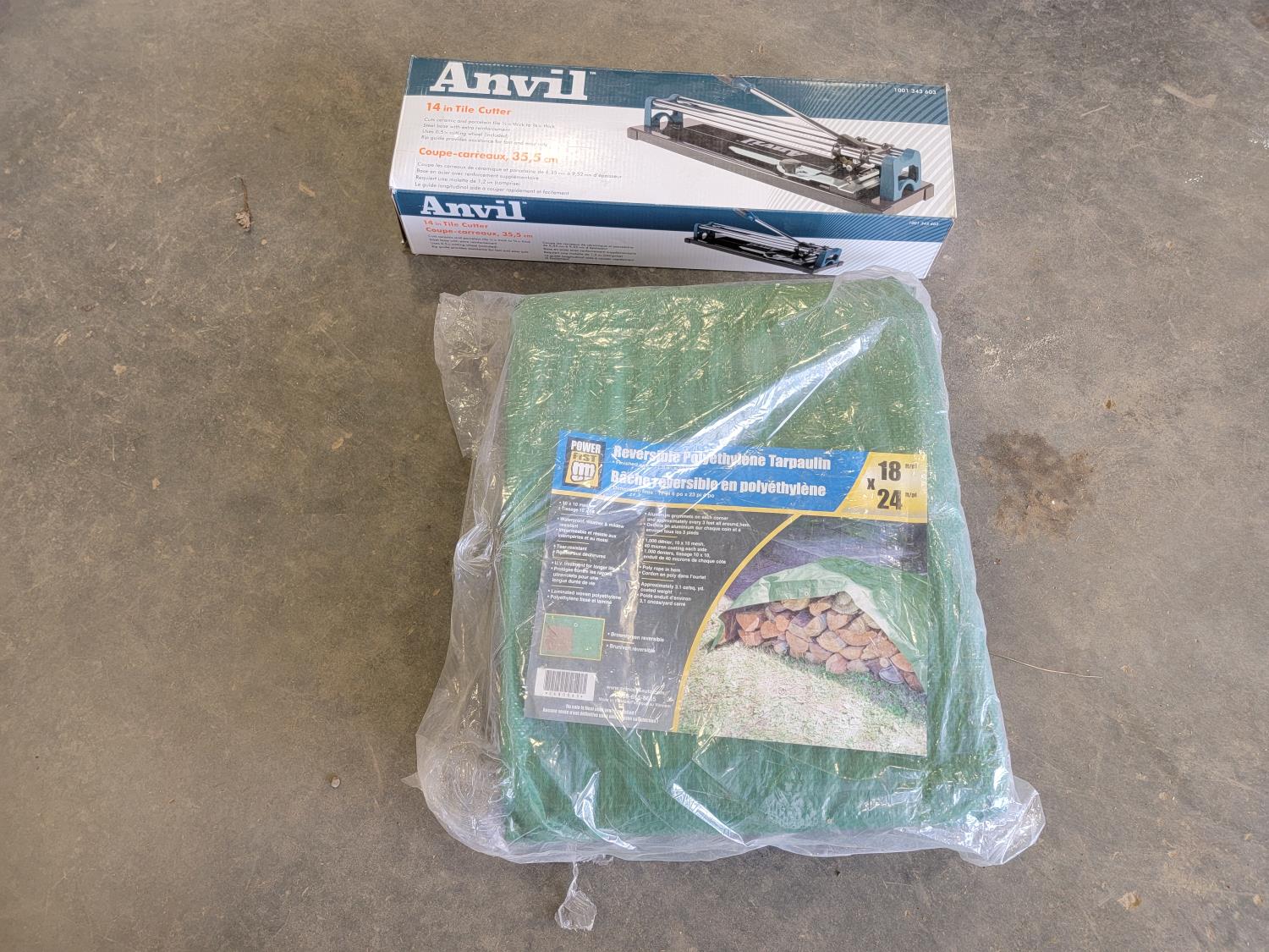 Anvil 14 Inch Tile Cutter and 18 Ft X 24 Ft Poly Tarp [24EC37001-062 ...
