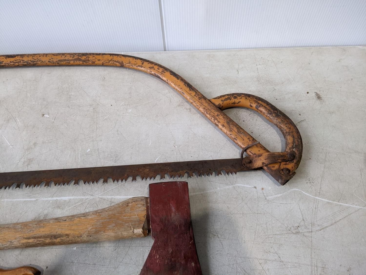 4 Ft Antique Bow Saw, 22 Inch Fine Tooth Hand Saw and Axe [24EH37006 ...