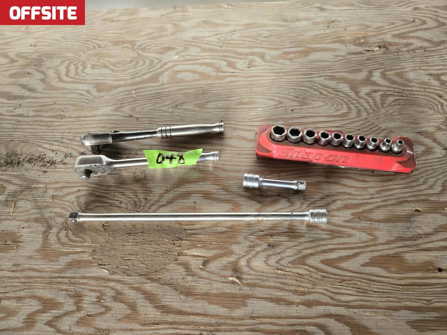 (2) 3/8 Inch Snap-On Ratchets, (2) 3/8 Inch Extensions, Snap-On 1/4 ...