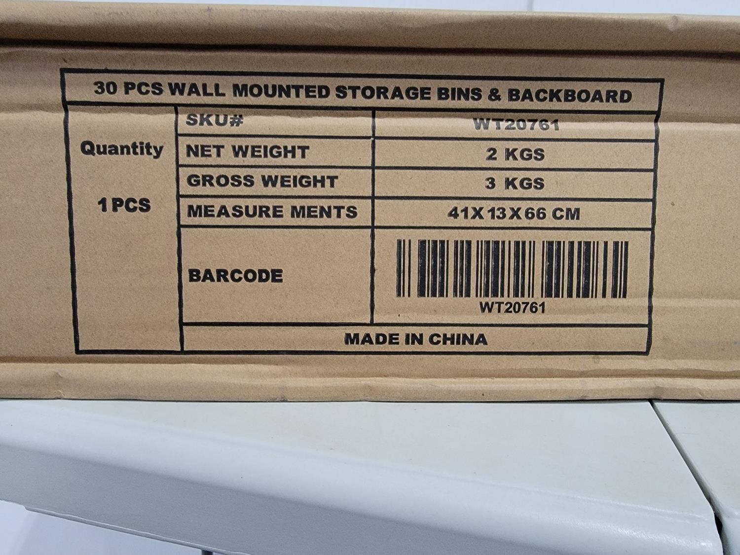 30 Piece Wall Mounted Storage Bins with Backboard (Unused) [24JE05997 ...