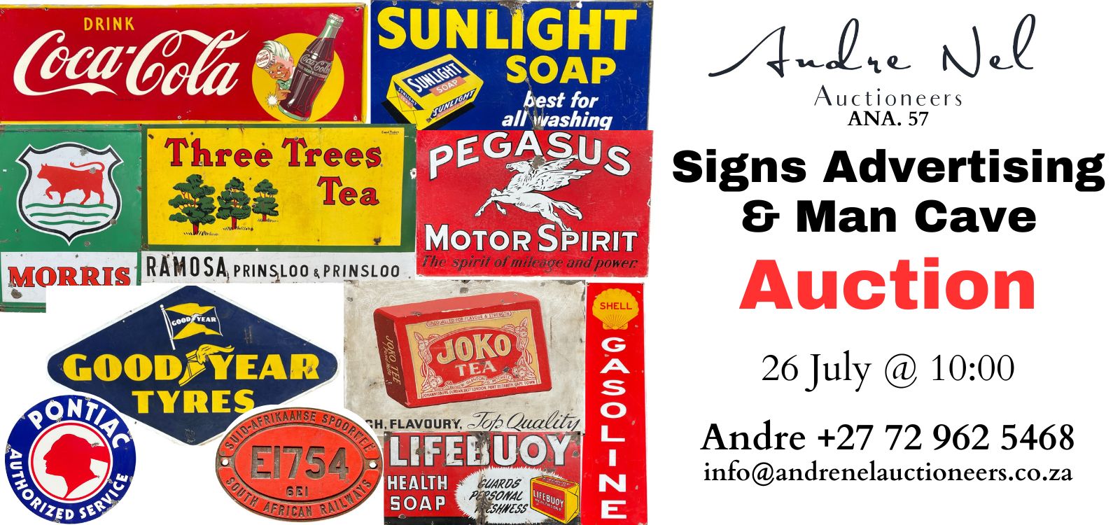 SIGNS ADVERTISING & MAN CAVE AUCTION 26 JULY 2025 @ 10:00 | André Nel ...