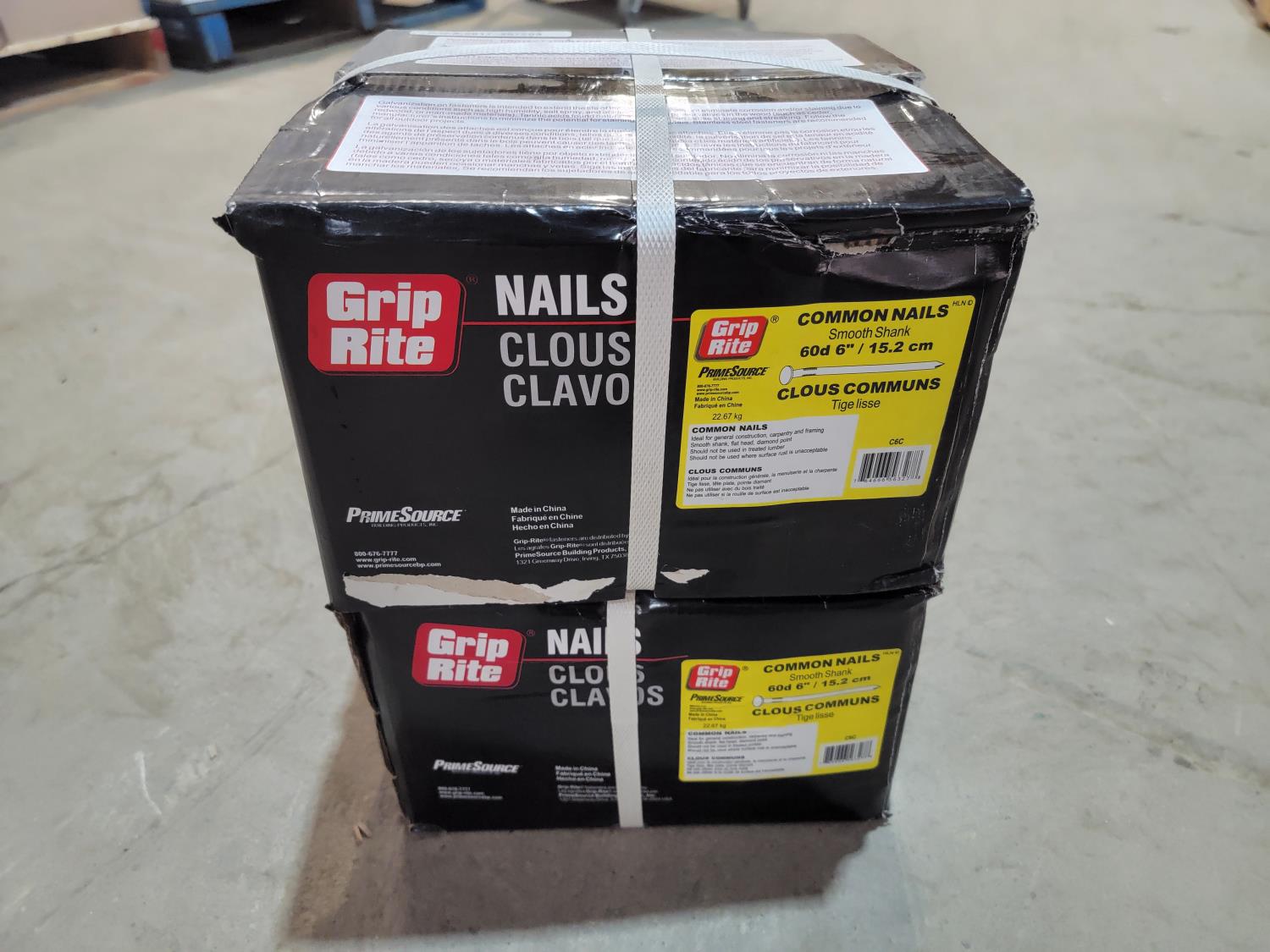 (2) Cases of Grip Rite 6 Inch Common Nails (Unused) [24FE37990-203 ...