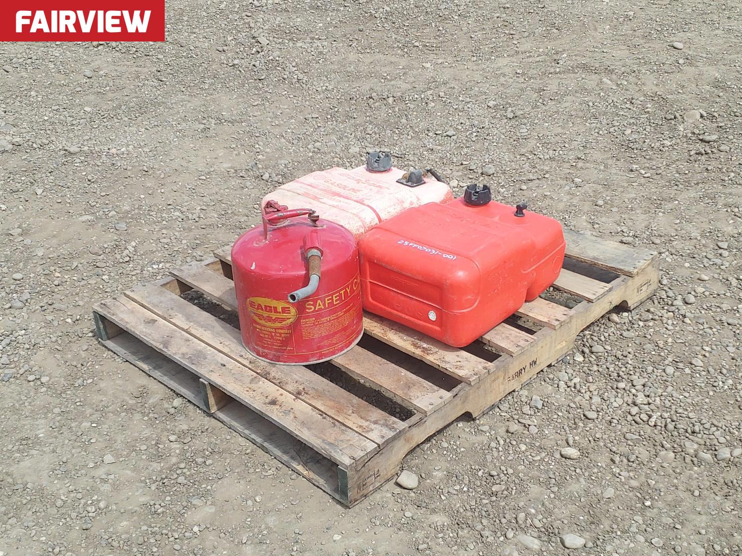 (2) Plastic Gas Jugs & 1 Metal Gas Jug [25FF07031-001] | Team Auctions