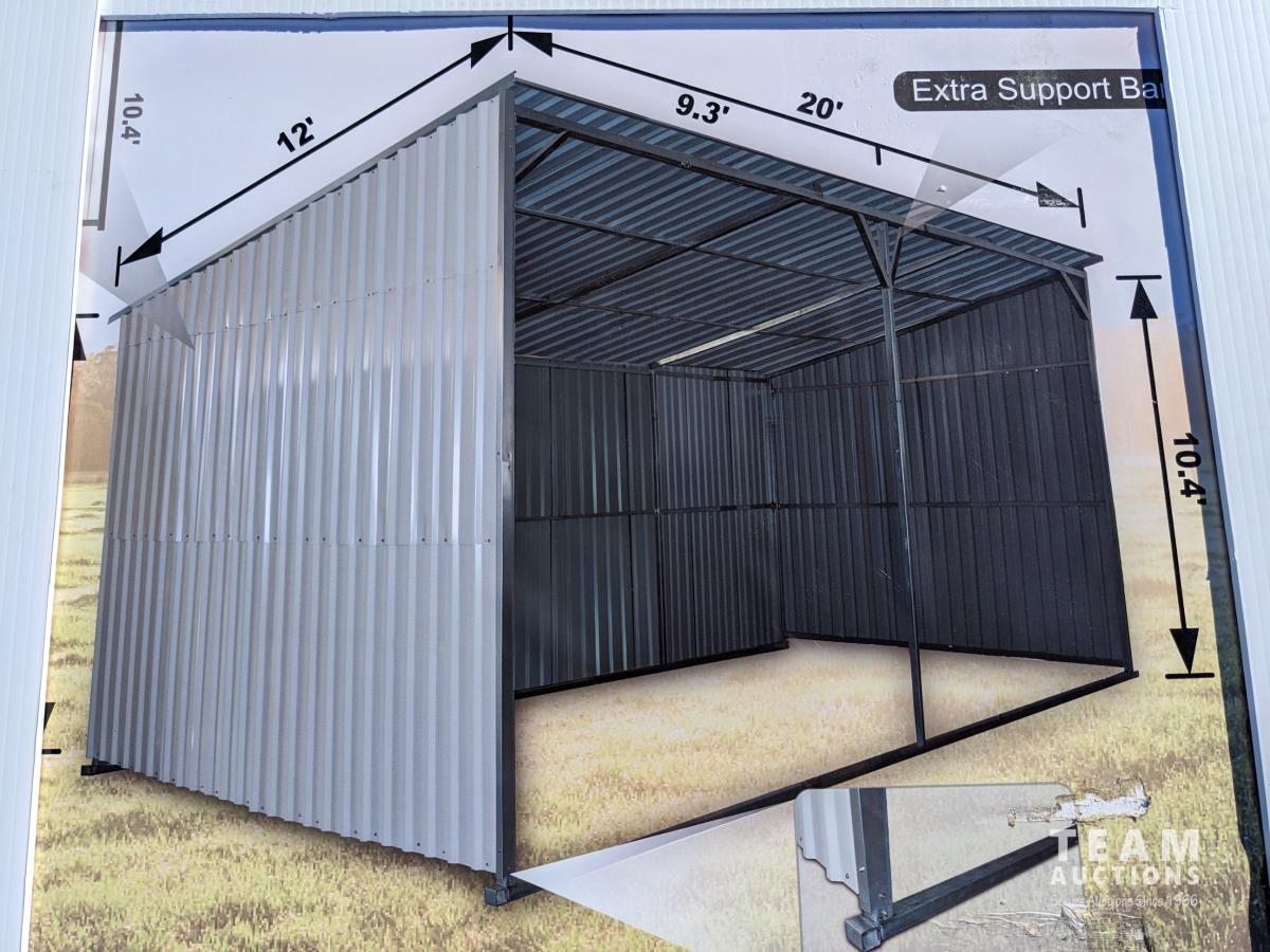 TMG Industrial 12 Ft X 20 Ft Galvanized Metal Livestock Shed (Unused ...