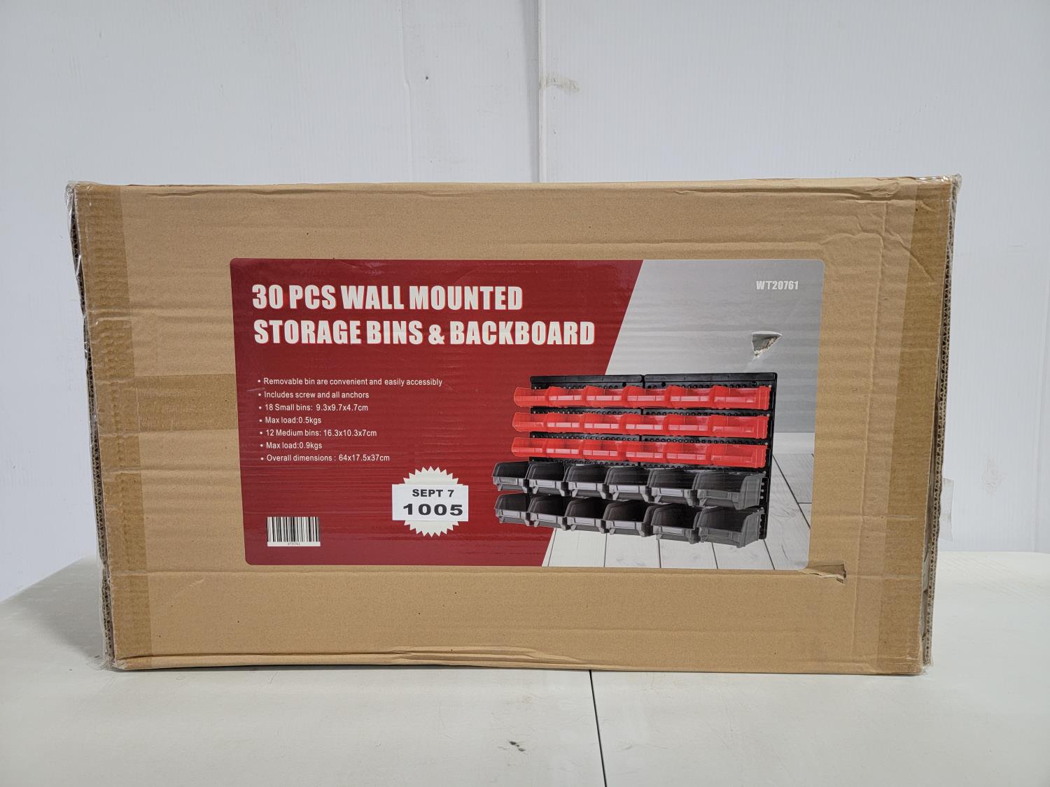 30 Piece Wall Mounted Storage Bins with Backboard (Unused) [24JE05997 ...
