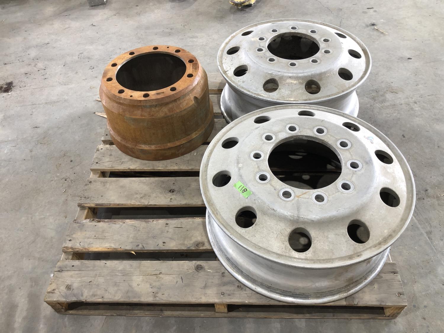 (2) Aluminum 10 Bolt Rims & Bed Truck Brake Drum (Unused) [25EG05001 ...