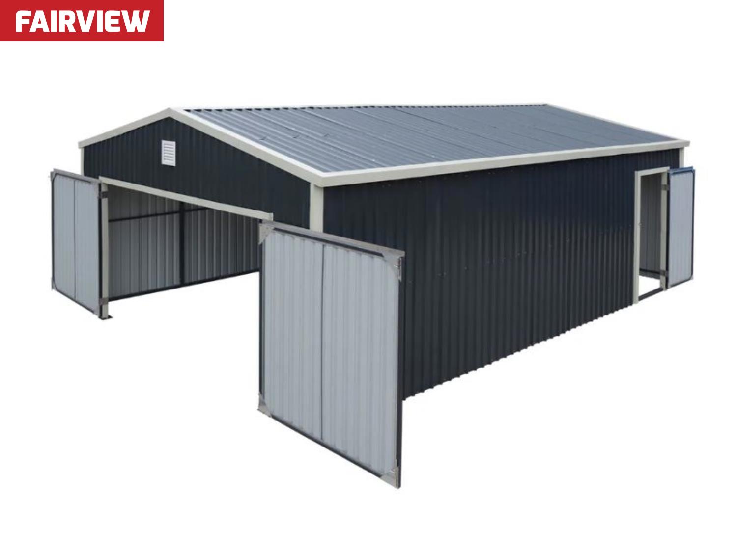 TMG Industrial TMG-MS1624 16 Ft X 24 Ft Metal Garage Shed with Double ...