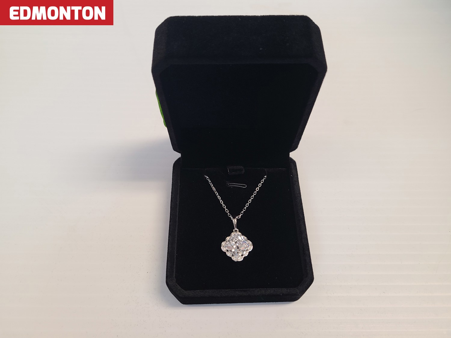 Platinum Plated 4.0Ct Cushion Cut Simulated Diamond Halo Necklace ...