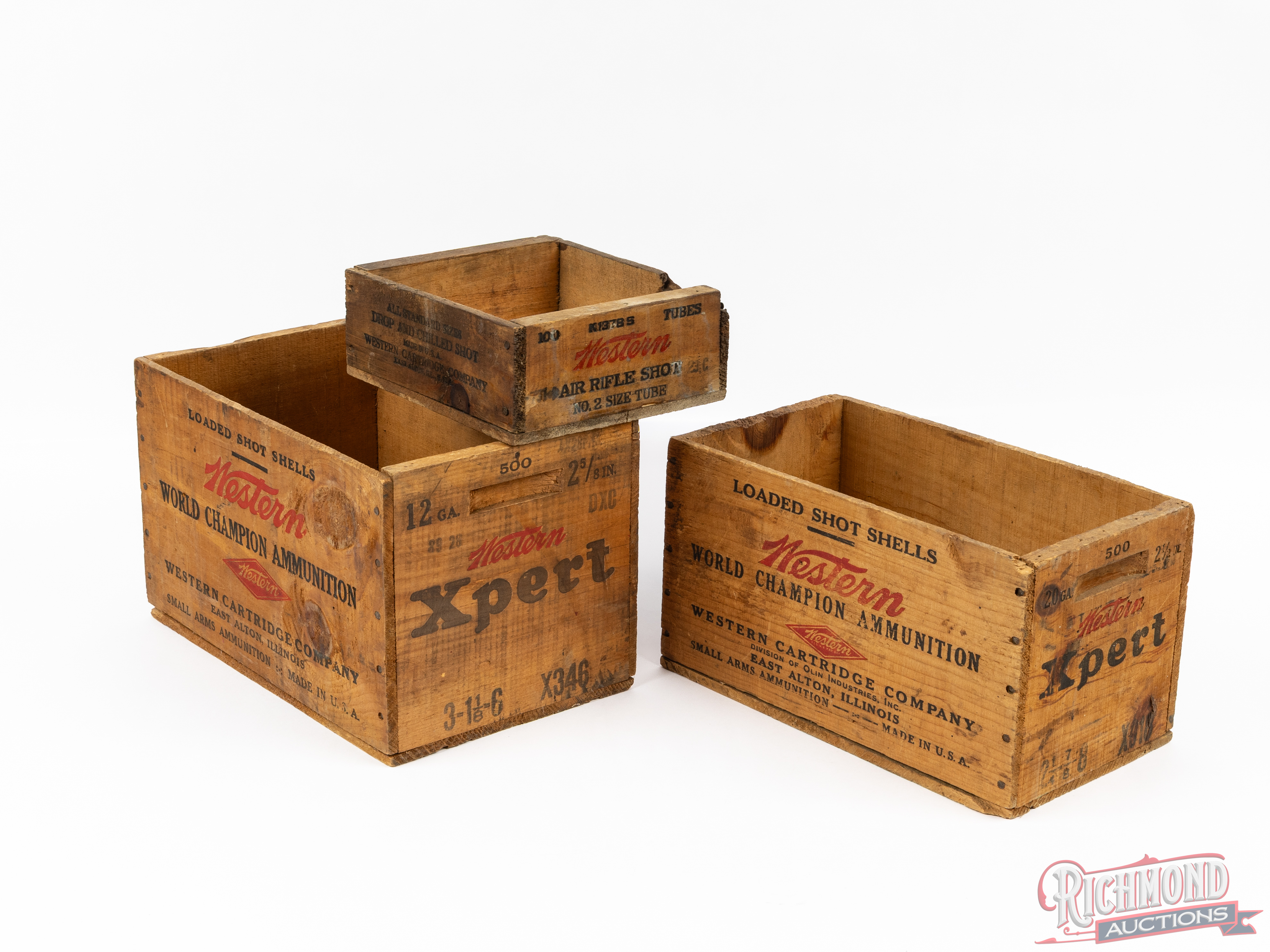 3 Western Wooden World Champion Shot Shell And Ammunition Boxes ...