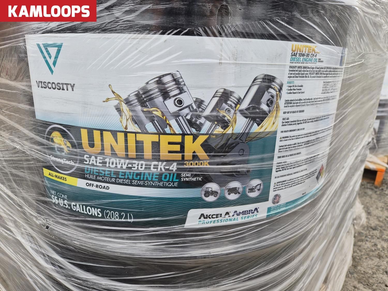 (4) 55 Us Gallon Drums of UNITEK SAE 10W30 CK-4 Diesel Engine Oil ...