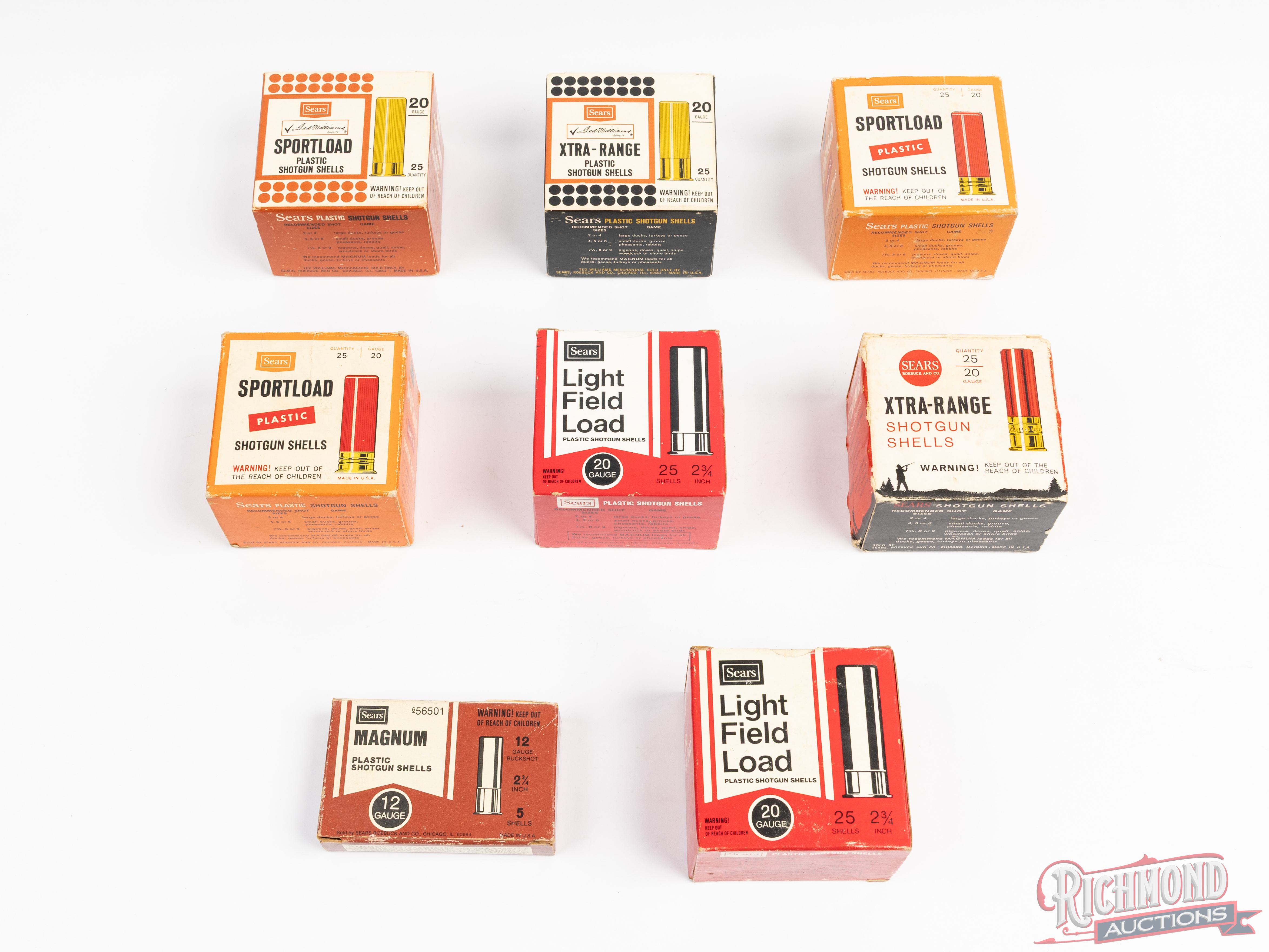 Vintage Sears 12 & 20 Gauge Shotshell Boxes 149 Rounds Total Some Paper ...