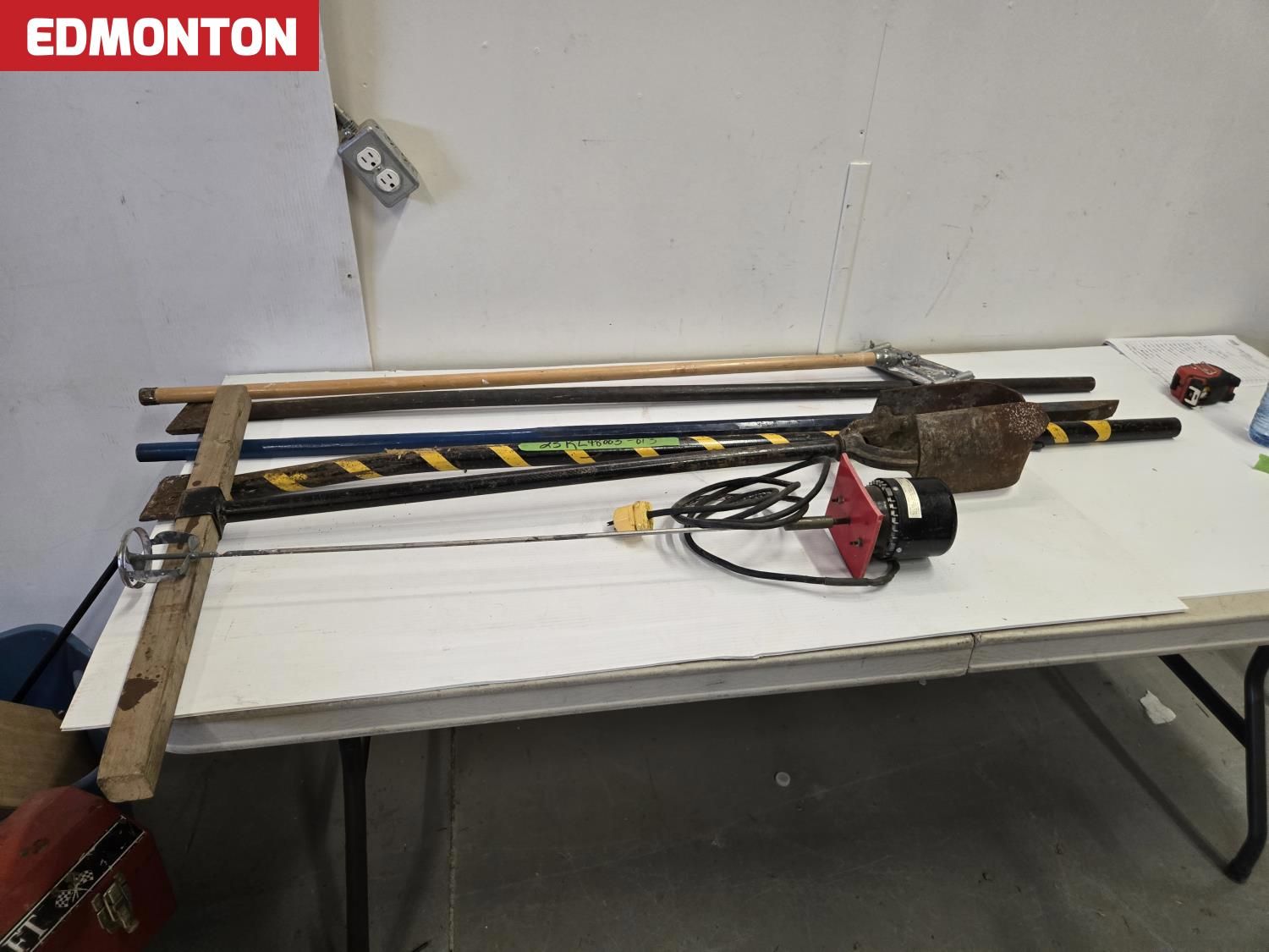 Crow Bar, Post Hole Auger, (2) Ice Picks, Sander with Long Handle ...