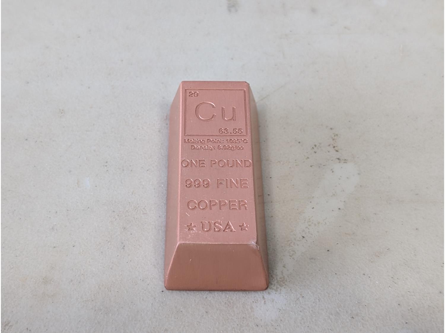 1 lb 999 Fine Copper Bar (Unused) [24IG05997-068] | Team Auctions