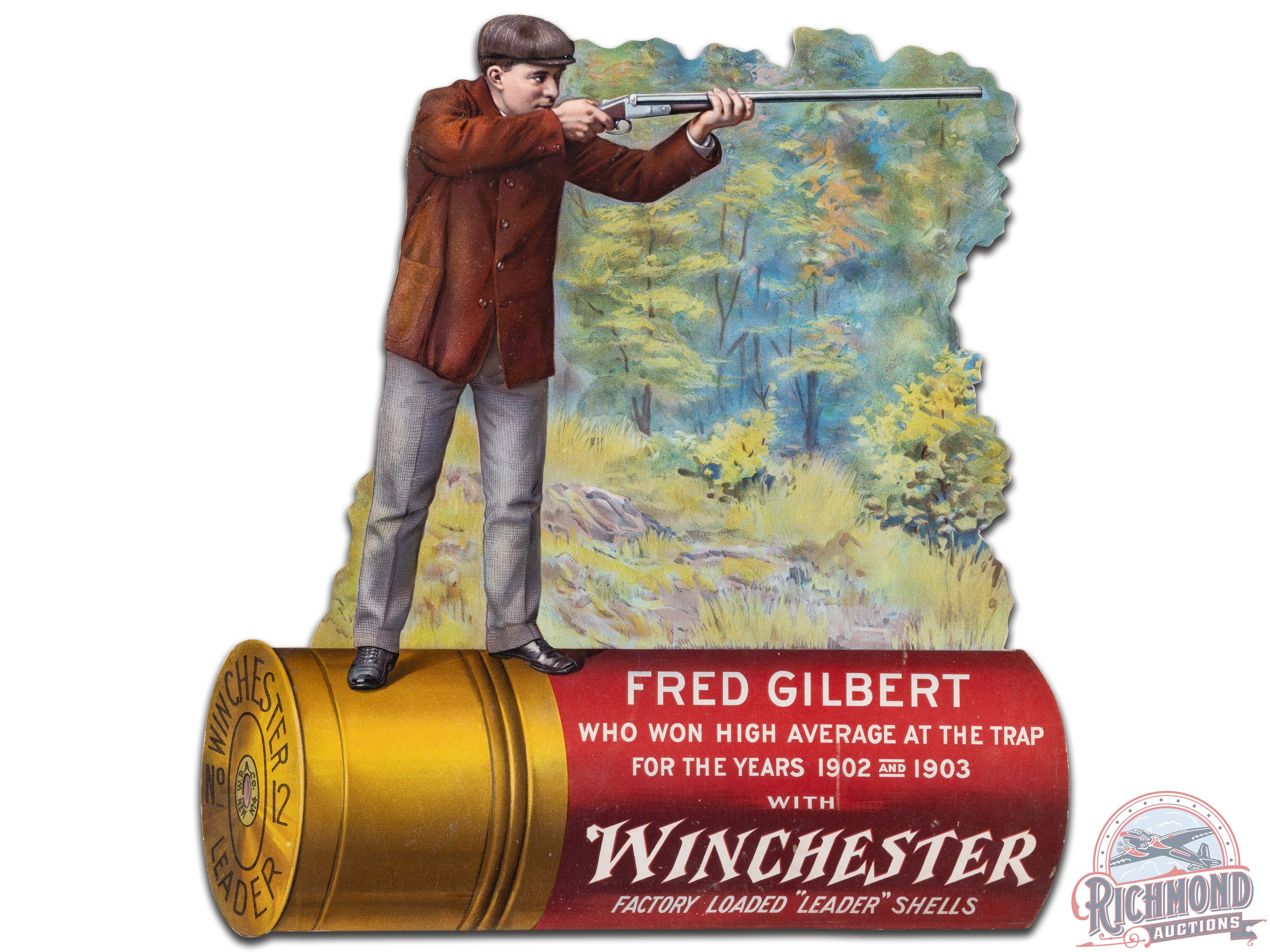 Winchester Fred Gilbert Die Cut Cardboard Easel Back Countertop Display ...