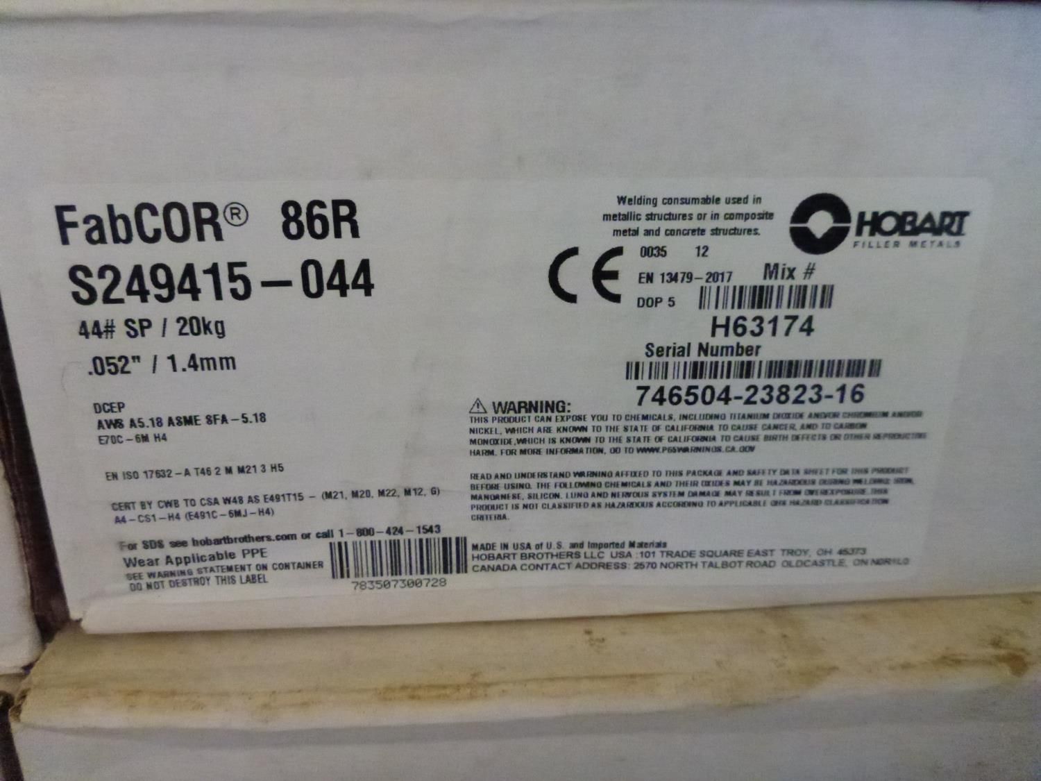 (5) Rolls of Hobart Fabcor 86R 1.4 mm Welding Wire (Unused) [25GG44001-081] | Team Auctions