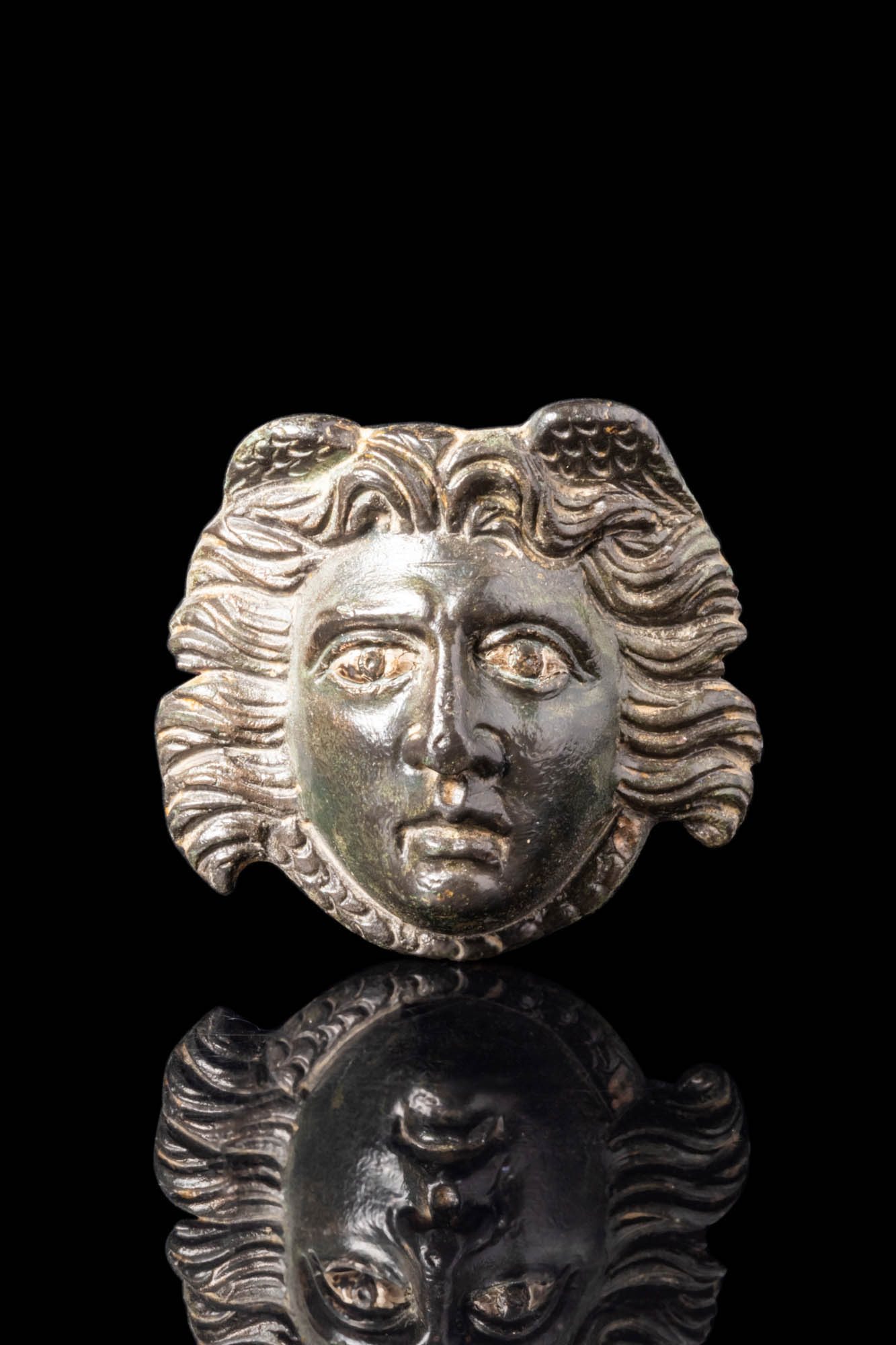 LARGE ROMAN BRONZE GORGON PHALERA INLAID WITH SILVER | Barnebys
