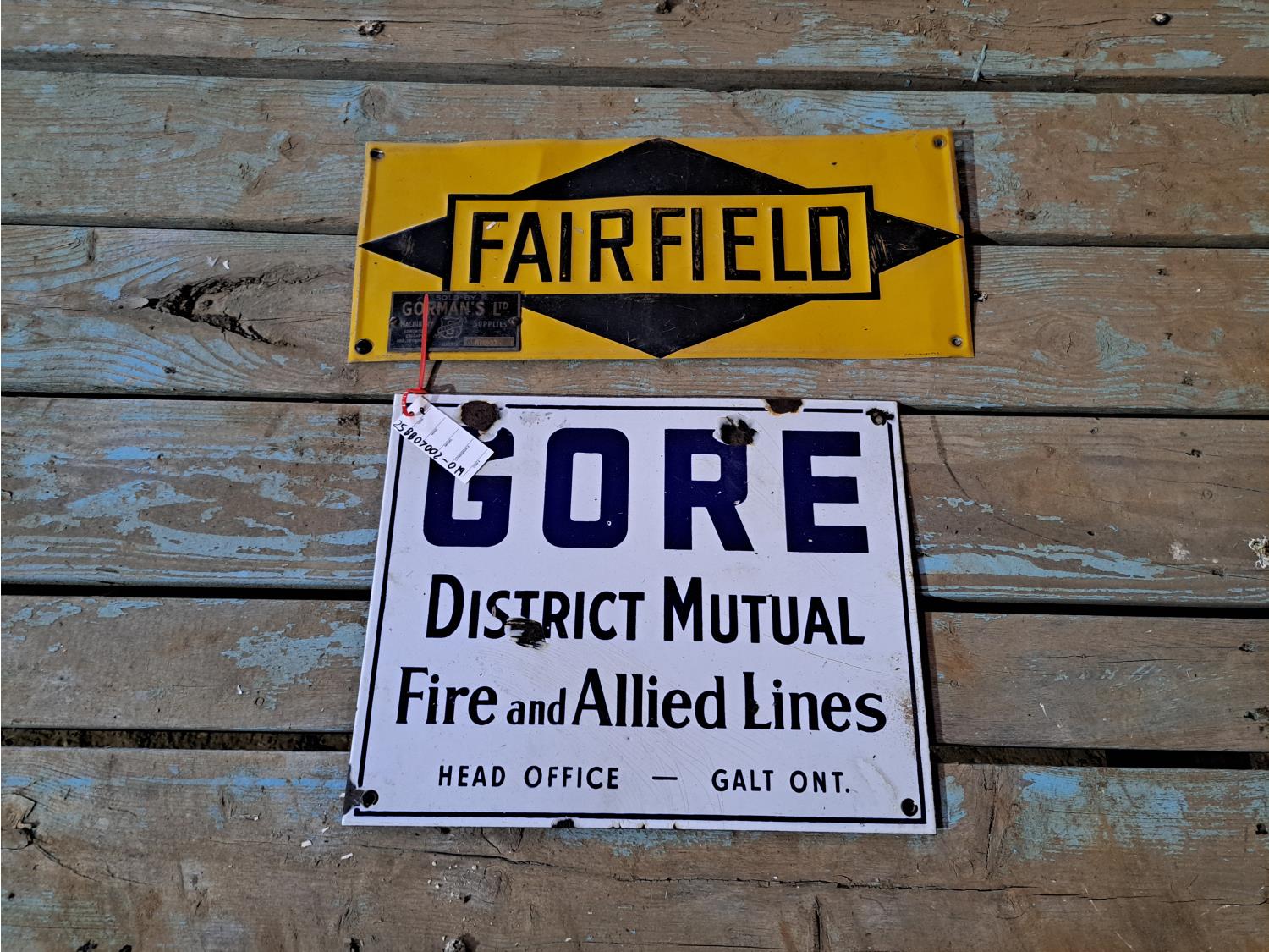 Fairfield Sign & Gore District Mutual Fire and Allied Lines Sign ...