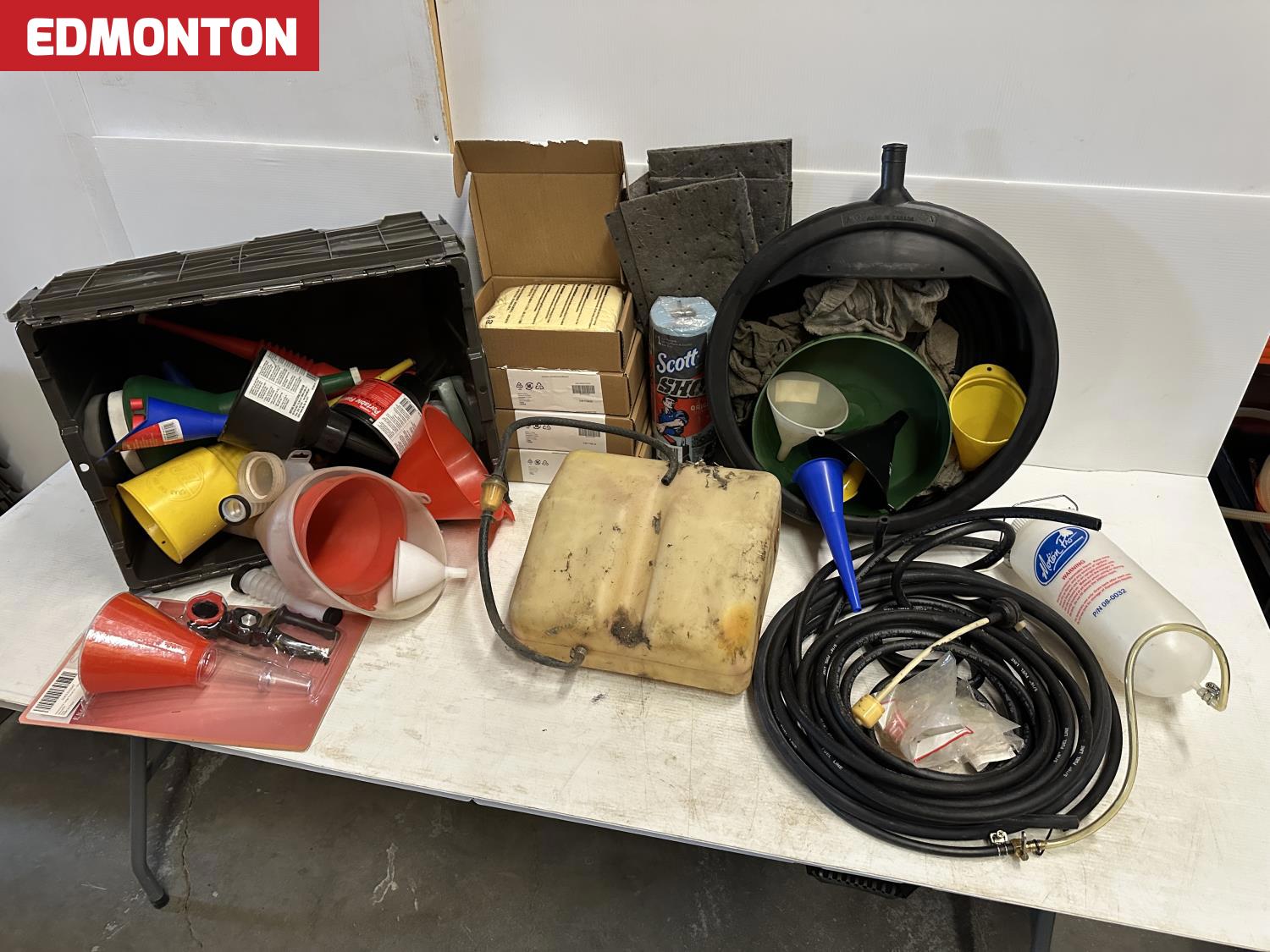 Qty of Funnels, 5/16 Inch Fuel Line, Fuel Tank and Oil Catch Pan ...