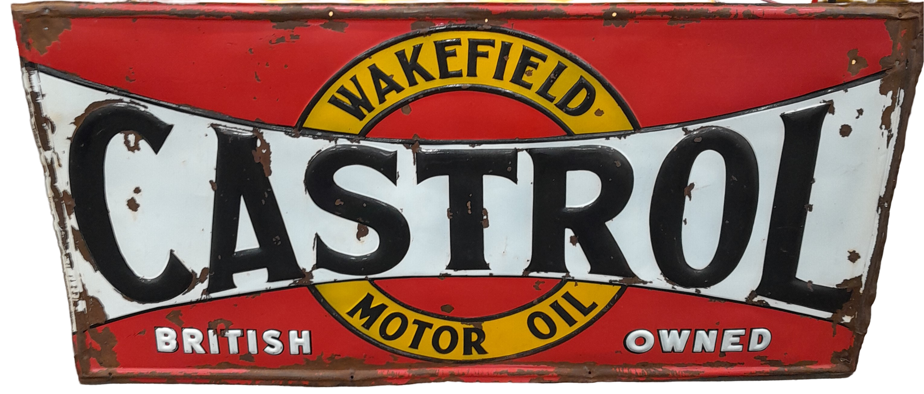 WAKEFIELD CASTROL MOTOR OIL 6FT X 3FT ORIGINAL EMBOSSED "BOW TIE ...